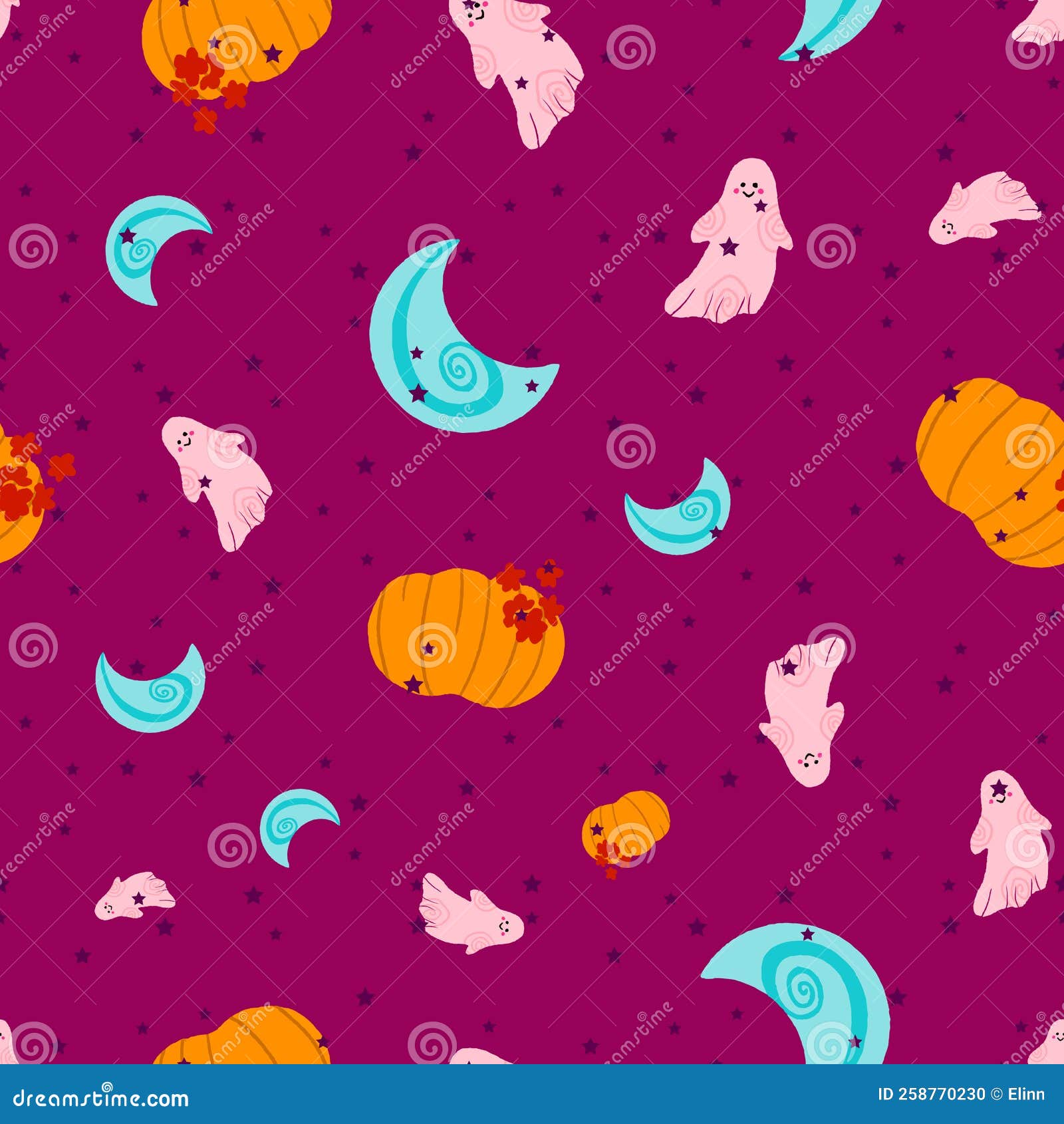 Cute Spooky Halloween Seamless Pattern Design Art Stock Vector ...