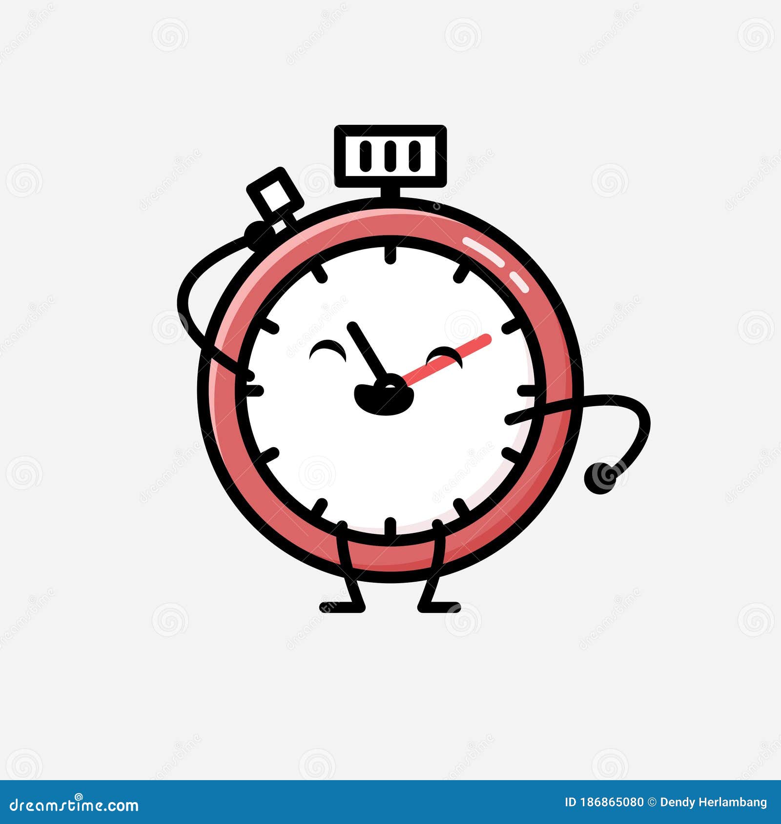 Cute Sport Timer Mascot Vector Character in Flat Design Style Stock ...