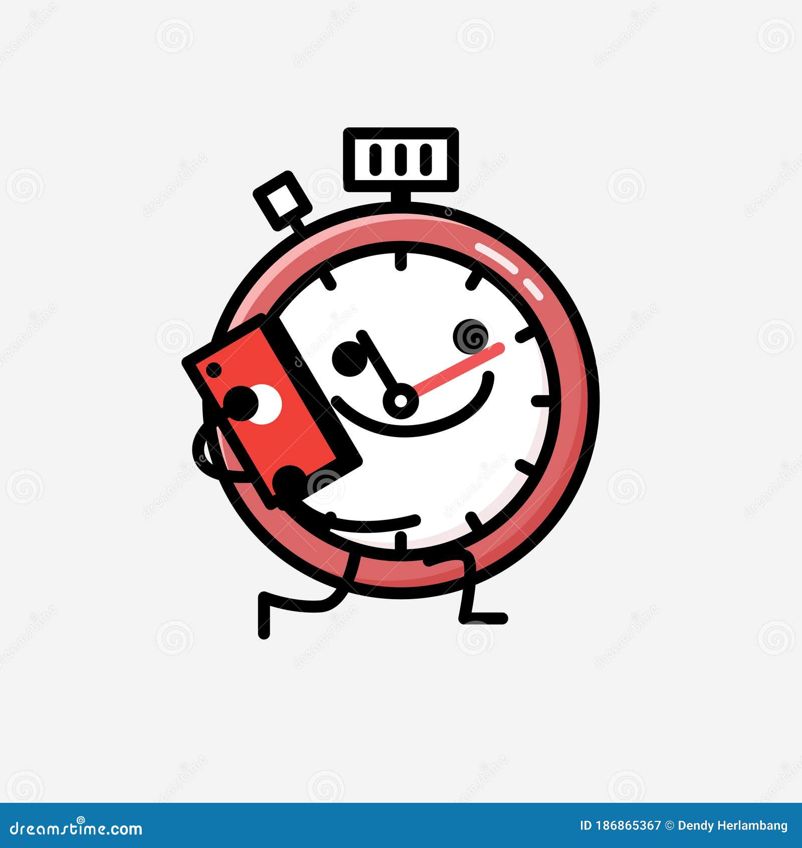 Cute Sport Timer Mascot Vector Character in Flat Design Style Stock ...