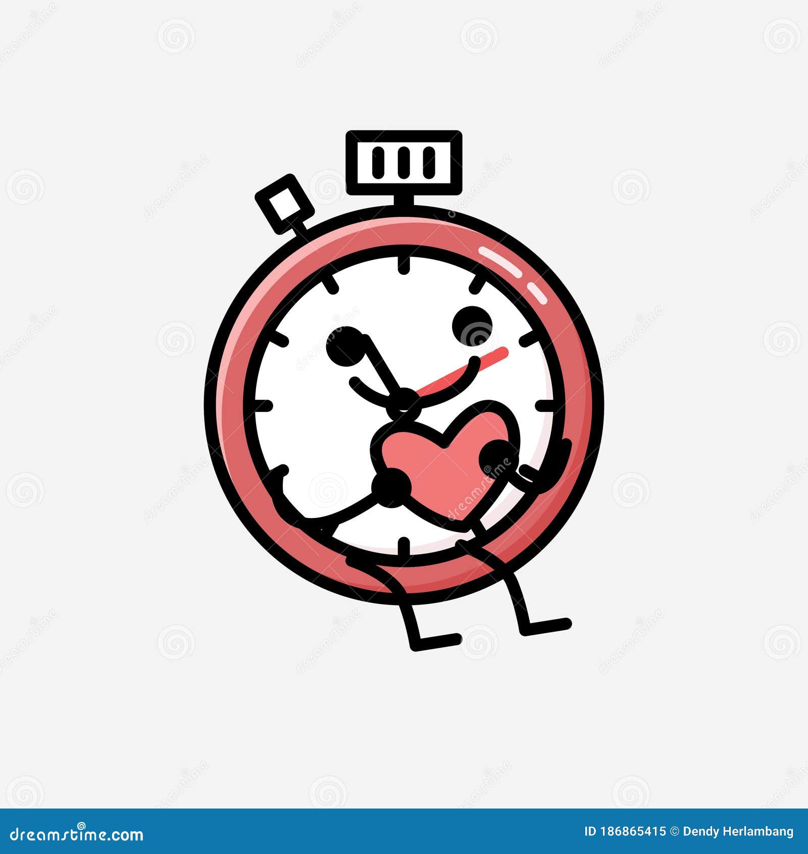Cute Sport Timer Mascot Vector Character in Flat Design Style Stock ...