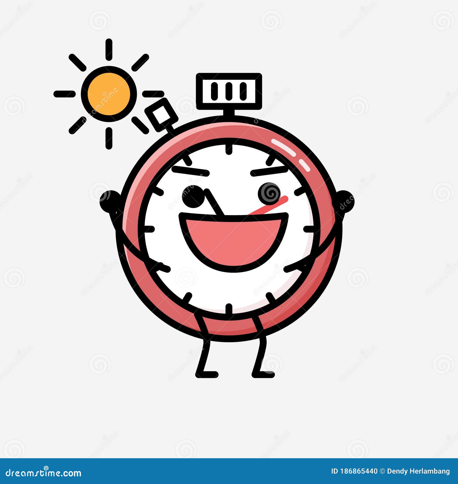 Cute Sport Timer Mascot Vector Character in Flat Design Style Stock ...