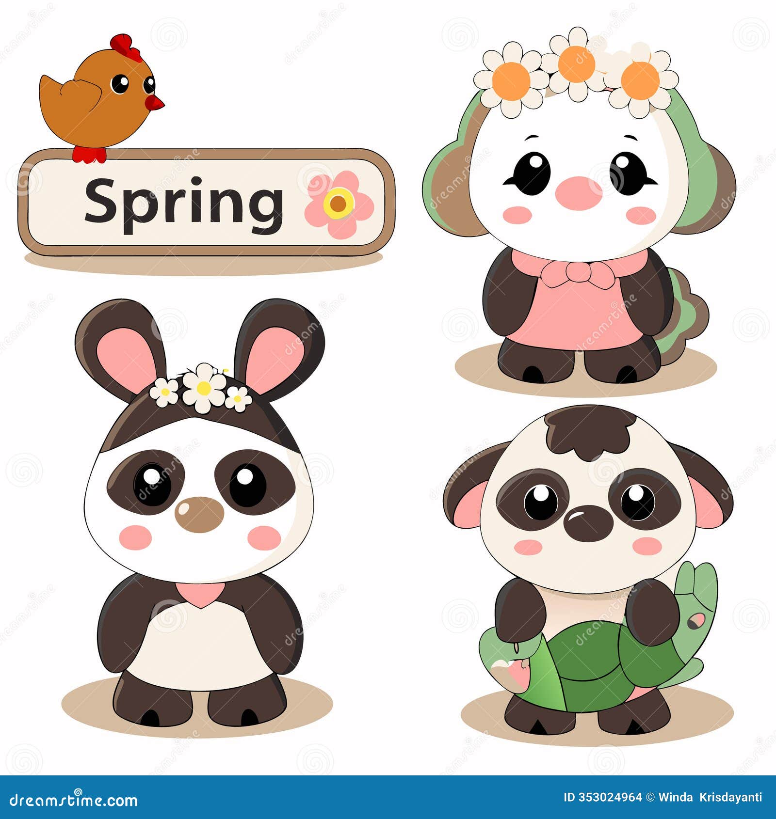 Cute Spring Animal Characters Illustration Stock Vector - Illustration ...