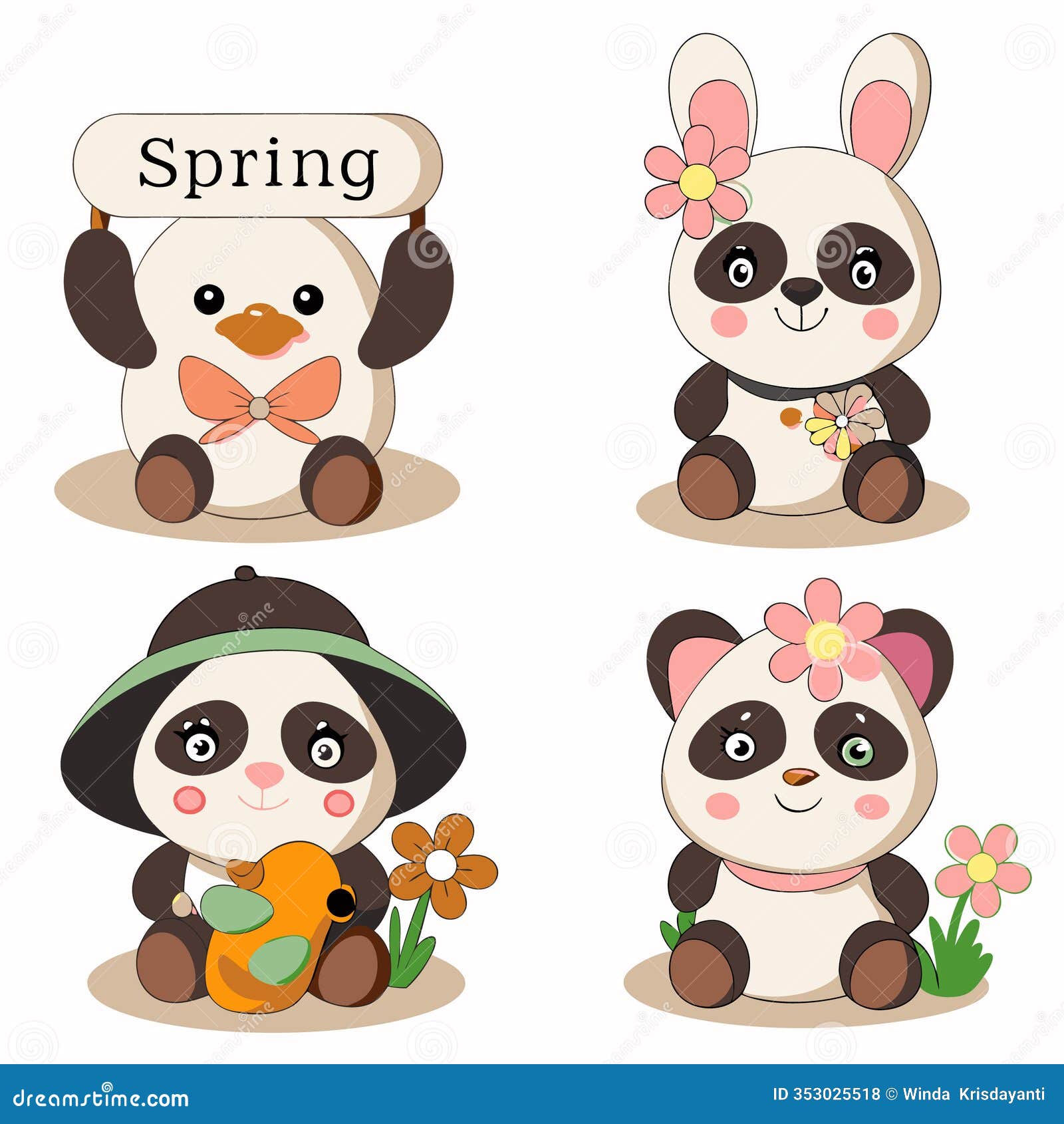 Cute Spring Animals Cartoon Illustration. (9 Stock Vector ...