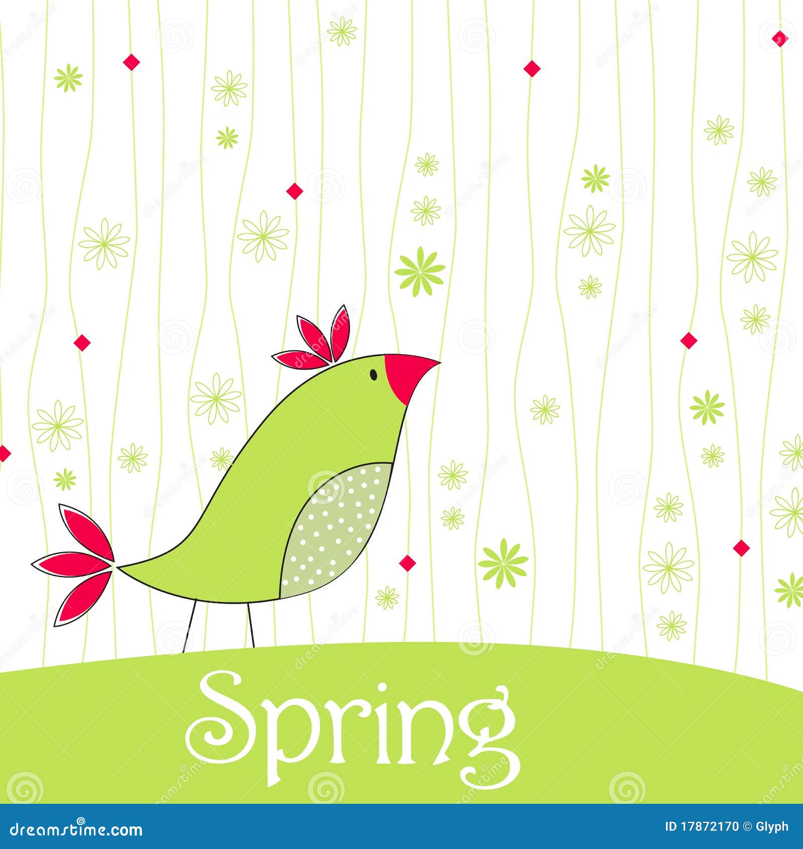 Cute Spring Bird Illustration Stock Vector - Illustration of card ...