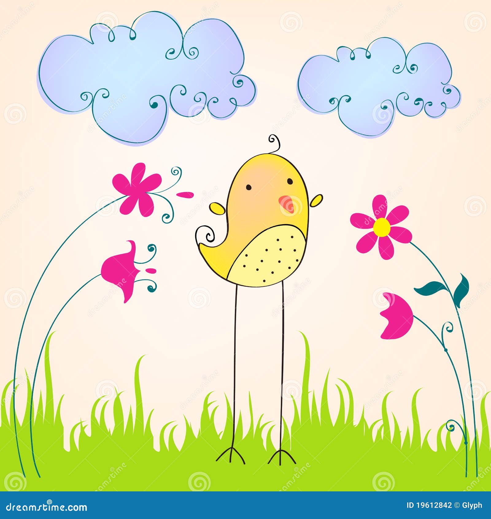 Cute Spring Bird Illustration Stock Vector - Illustration of happy ...