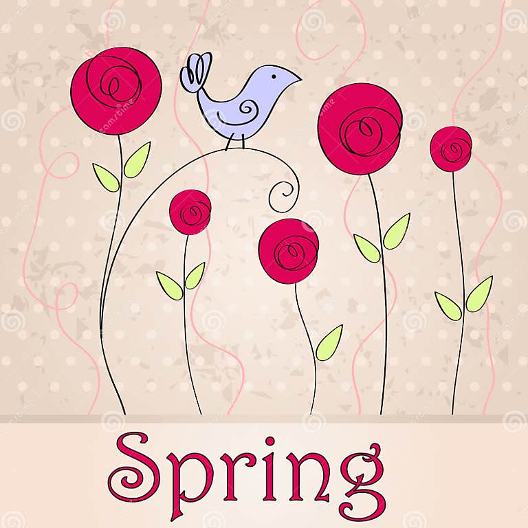 Cute Spring Bird Illustration Stock Vector - Illustration of branch ...