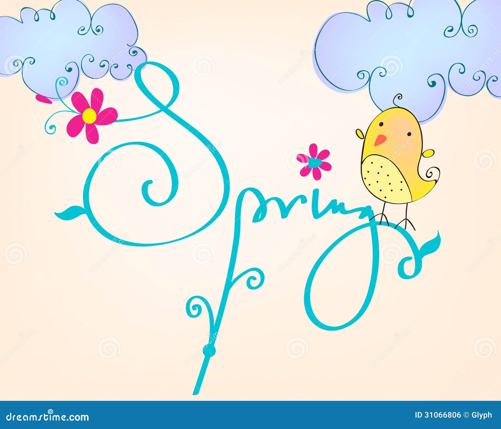 Cute Spring Bird Illustration Stock Vector - Illustration of element ...