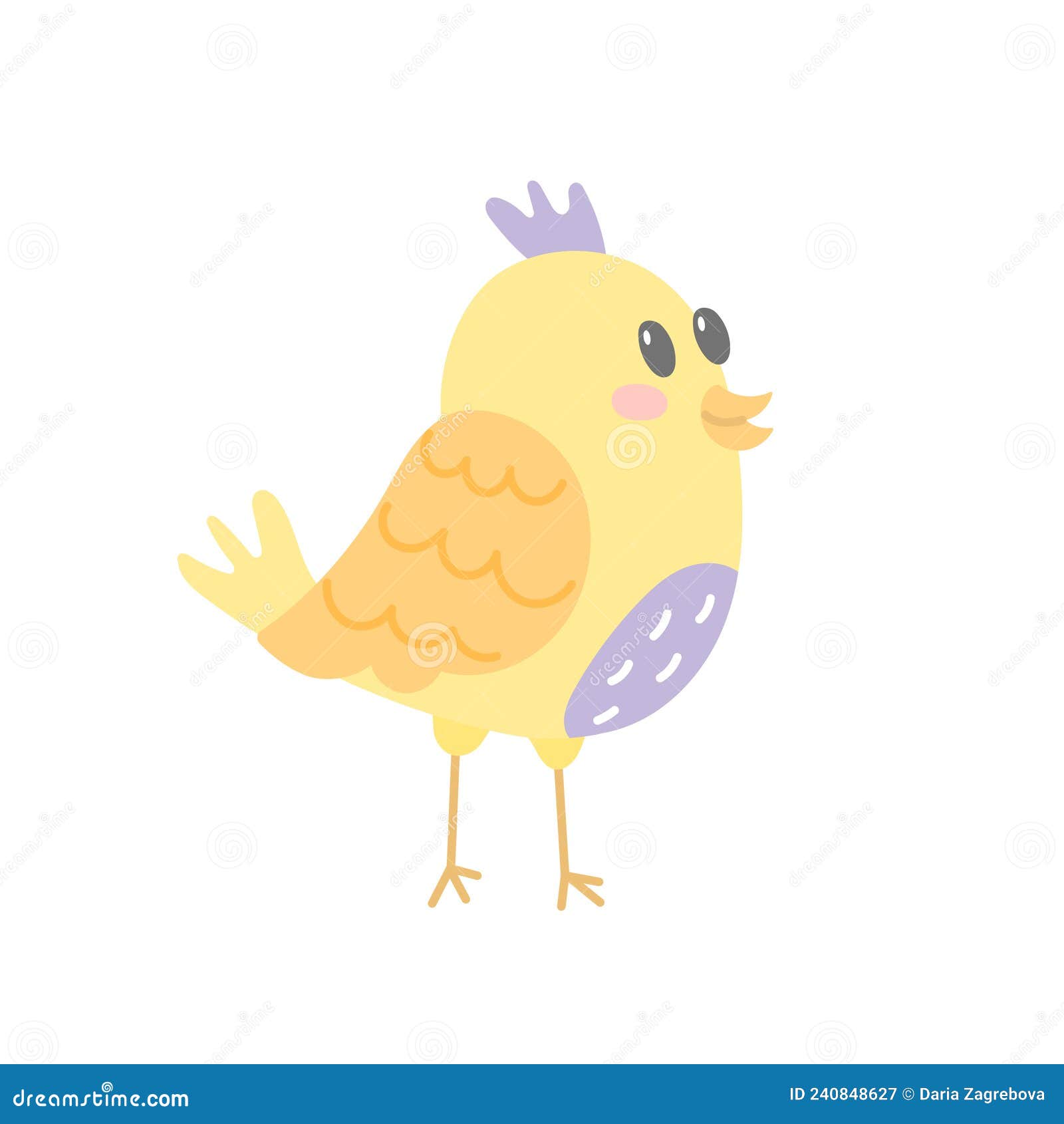 Cute Spring Bird, Vector Cartoon Illustration in Hand Drawn Style Stock ...