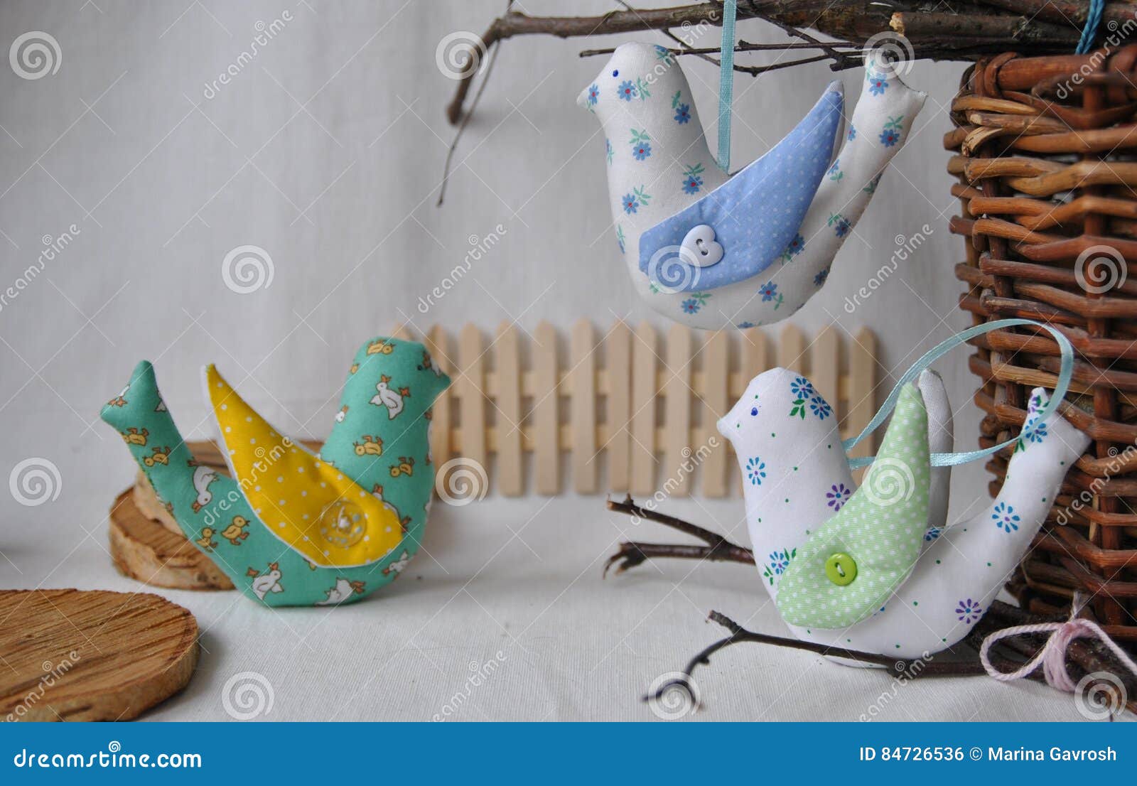 Cute Spring Birds, Decorative Toys of Handwork. Easter Decorations ...