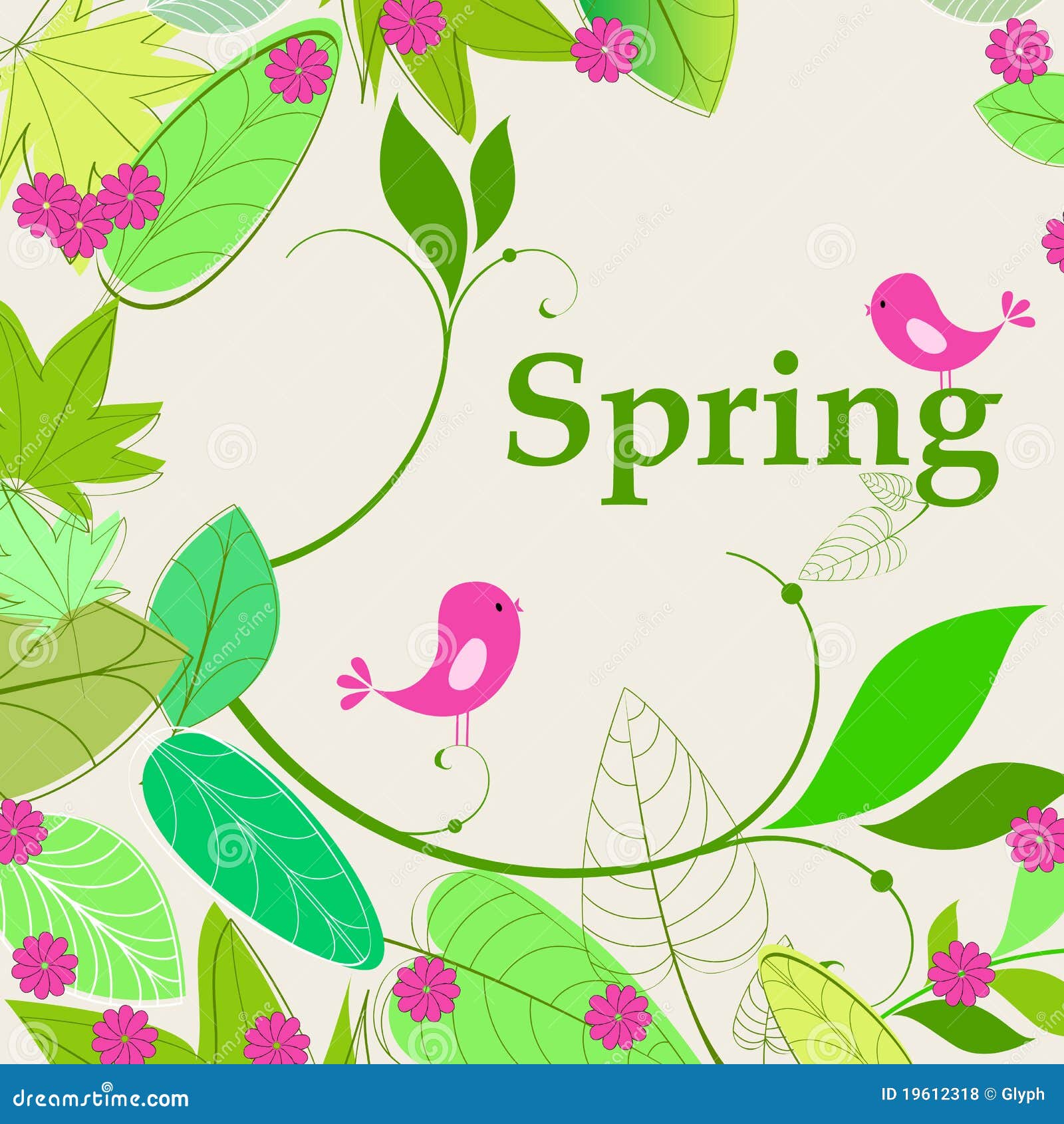 Cute Spring Birds Illustration Stock Vector - Illustration of ...