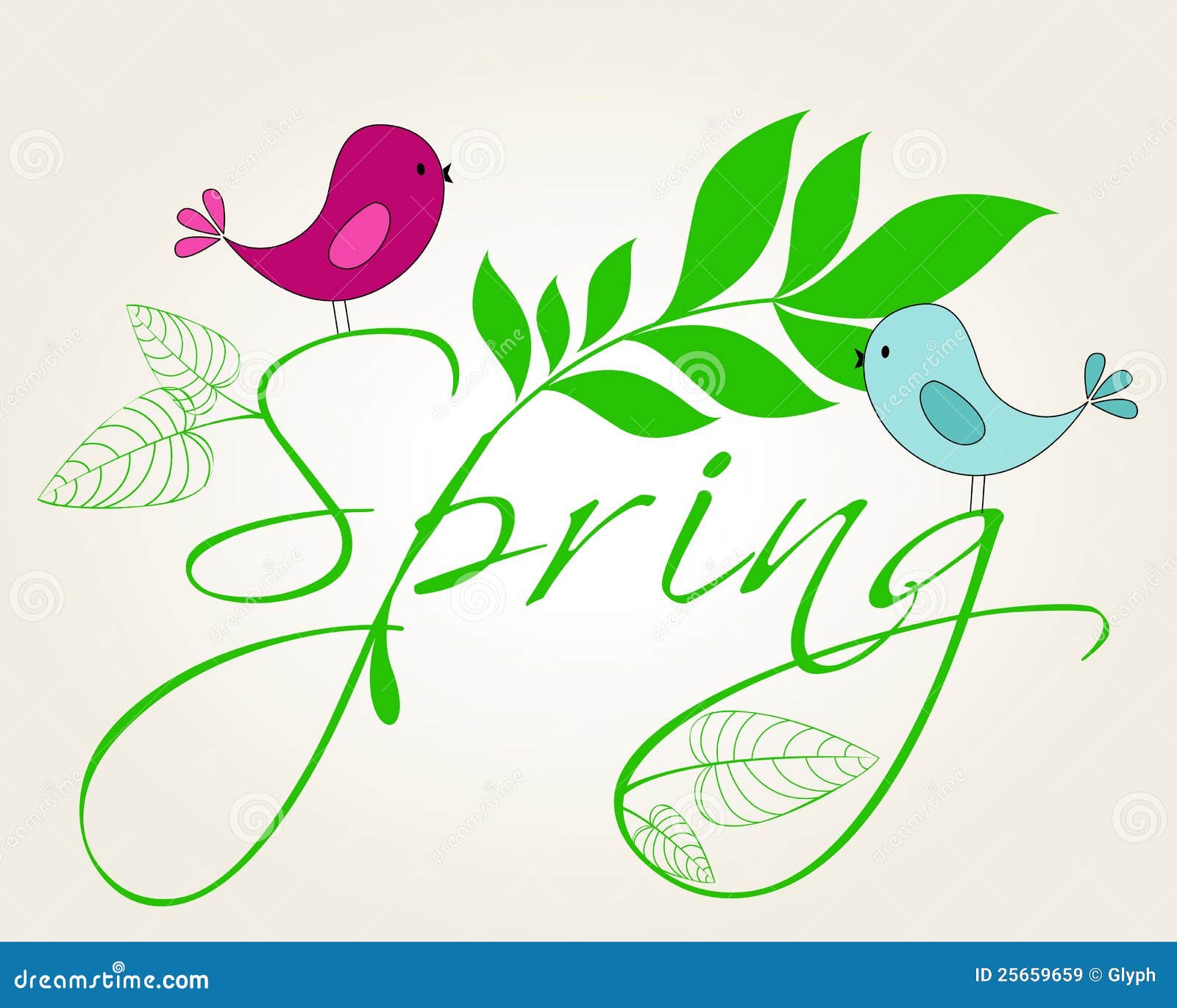 Cute Spring Birds Illustration Stock Vector - Illustration of card ...