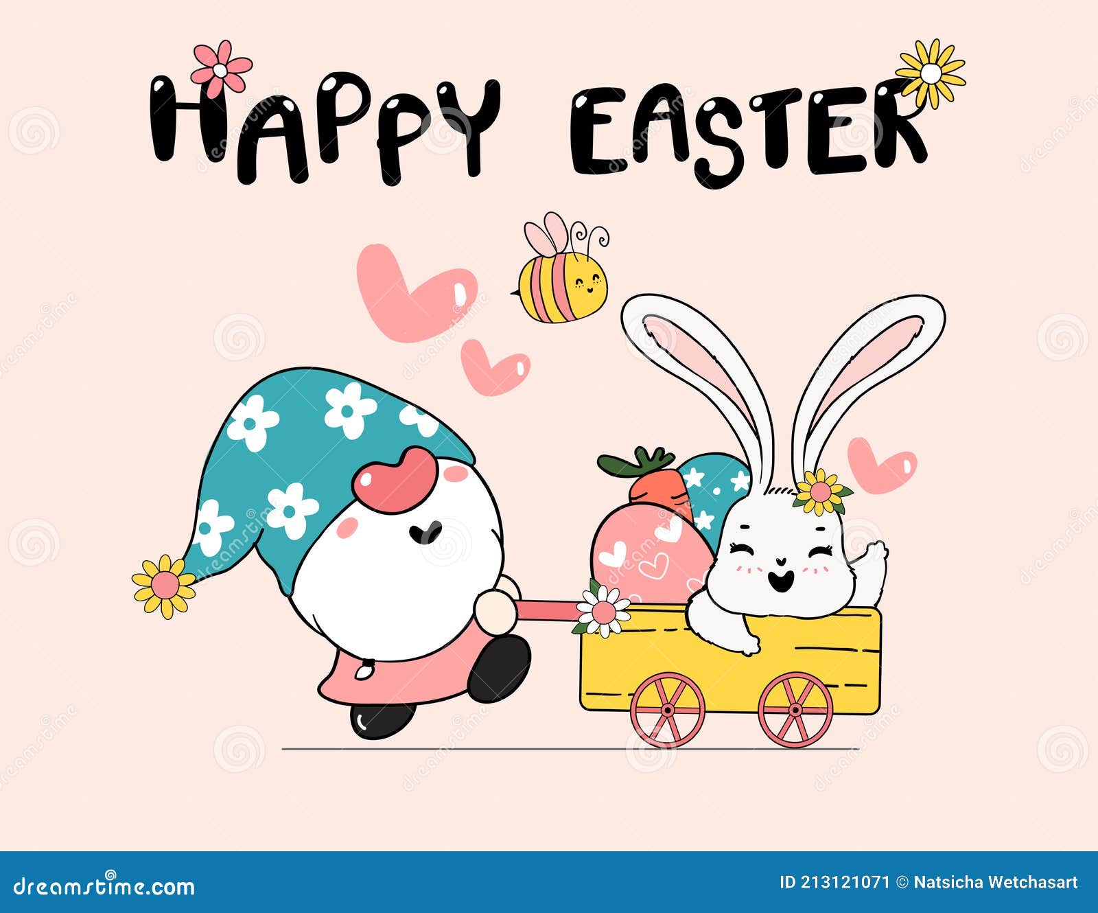 Cute Spring Bunny on Flower Easter Egg Happy Spring Easter, Cute ...