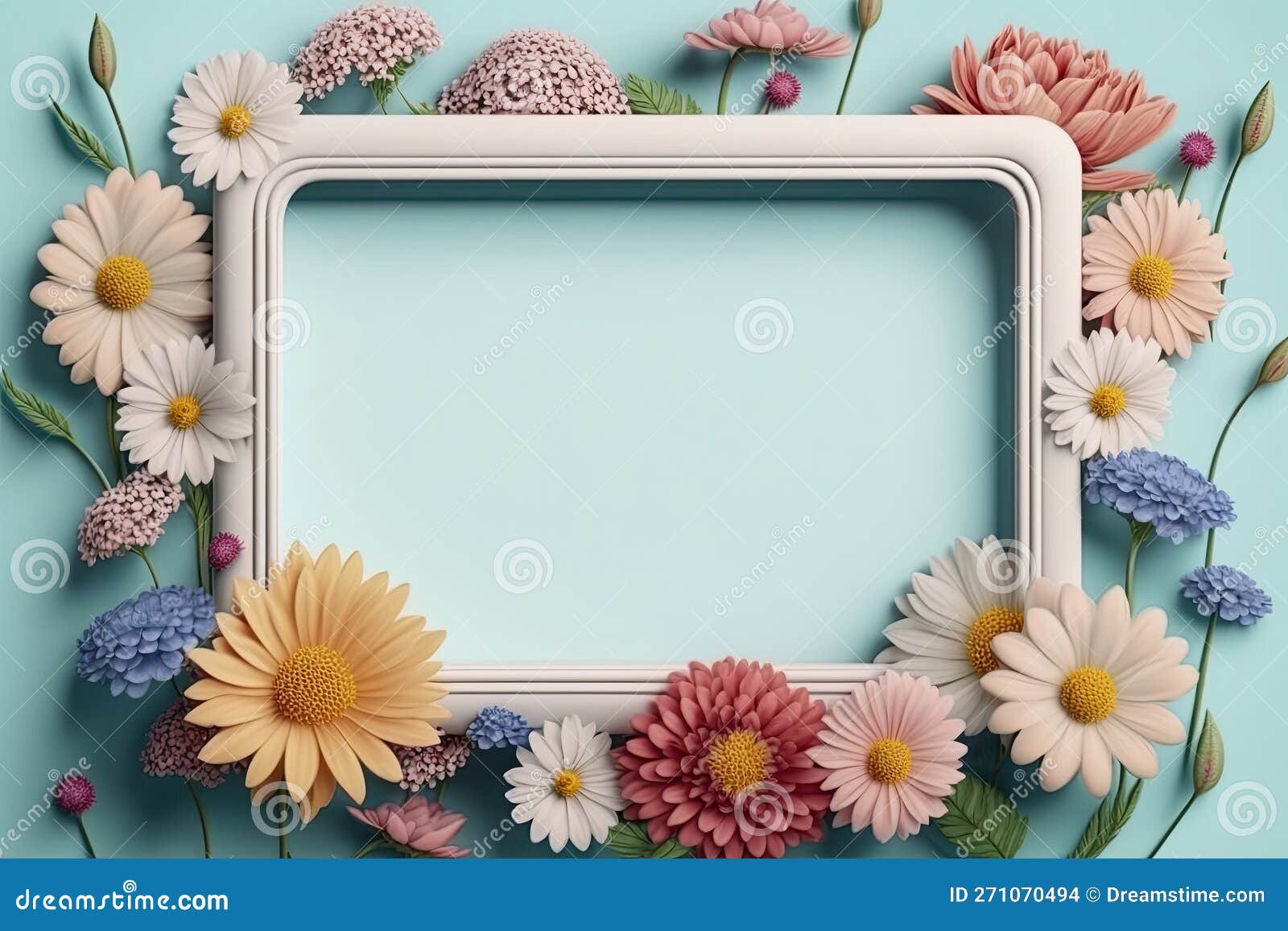 Cute Spring Flower Border Frame. Illustration AI Generative Stock ...
