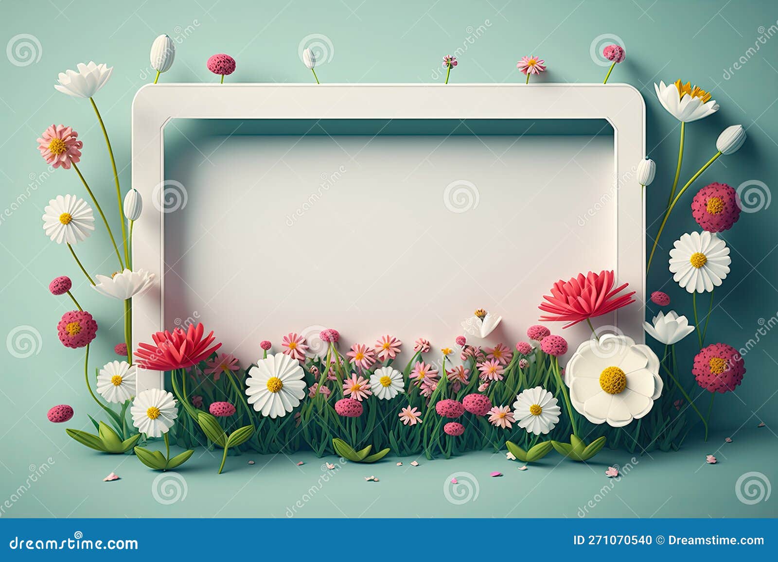 Cute Spring Flower Border Frame. Illustration AI Generative Stock ...