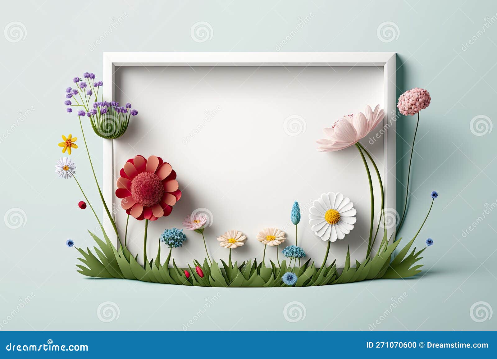 Cute Spring Flower Border Frame. Illustration AI Generative Stock ...