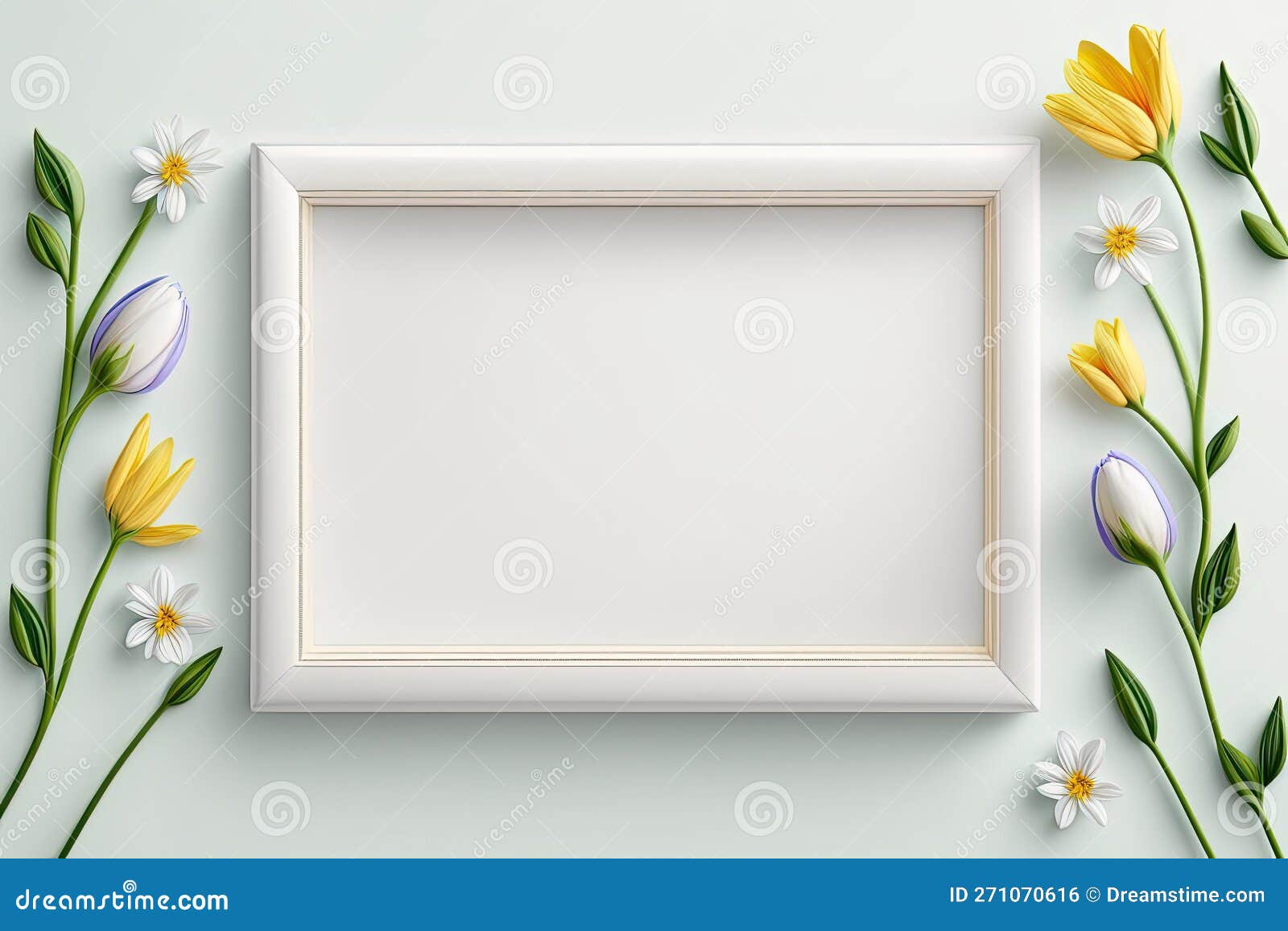 Cute Spring Flower Border Frame. Illustration AI Generative Stock ...