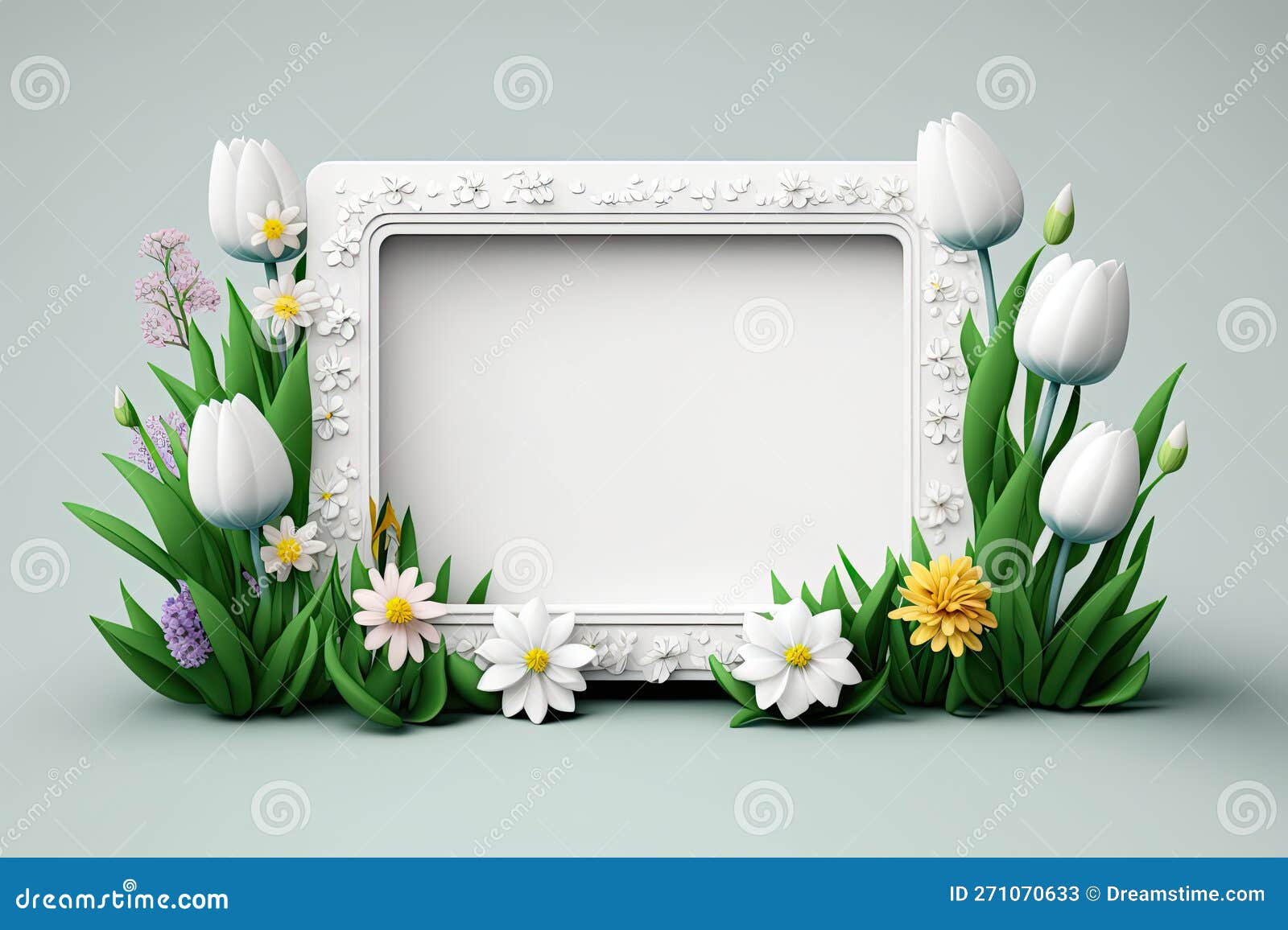 Cute Spring Flower Border Frame. Illustration AI Generative Stock ...