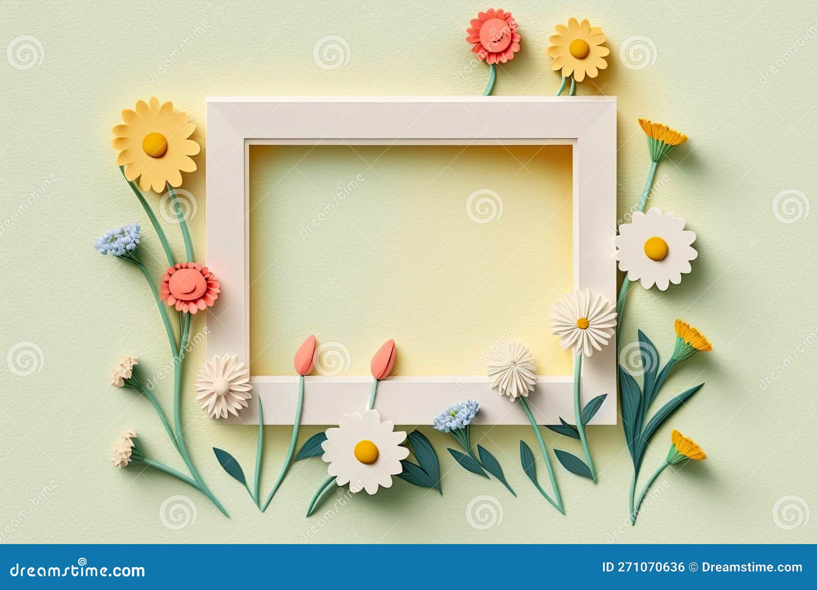 Cute Spring Flower Border Frame. Illustration AI Generative Stock ...
