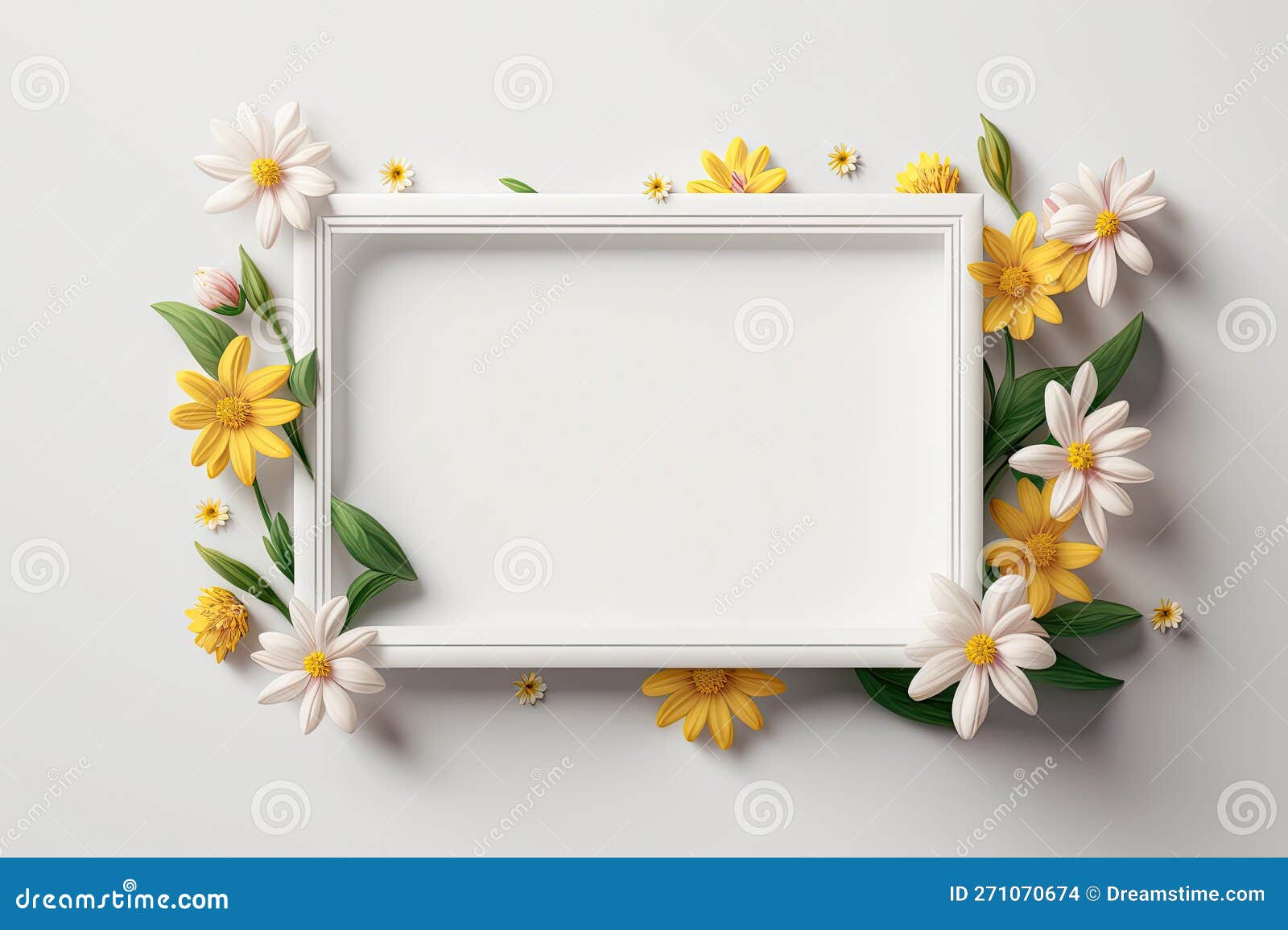 Cute Spring Flower Border Frame. Illustration AI Generative Stock ...