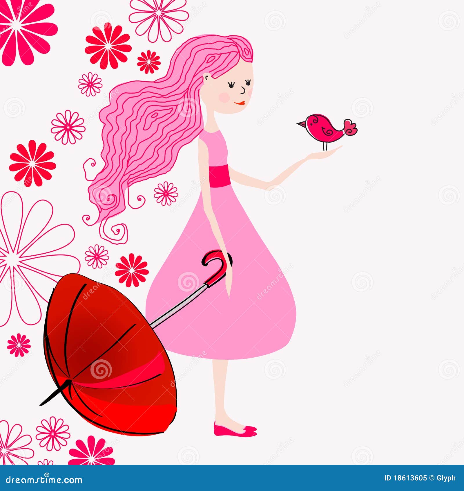 Cute spring girl stock vector. Illustration of happy - 18613605