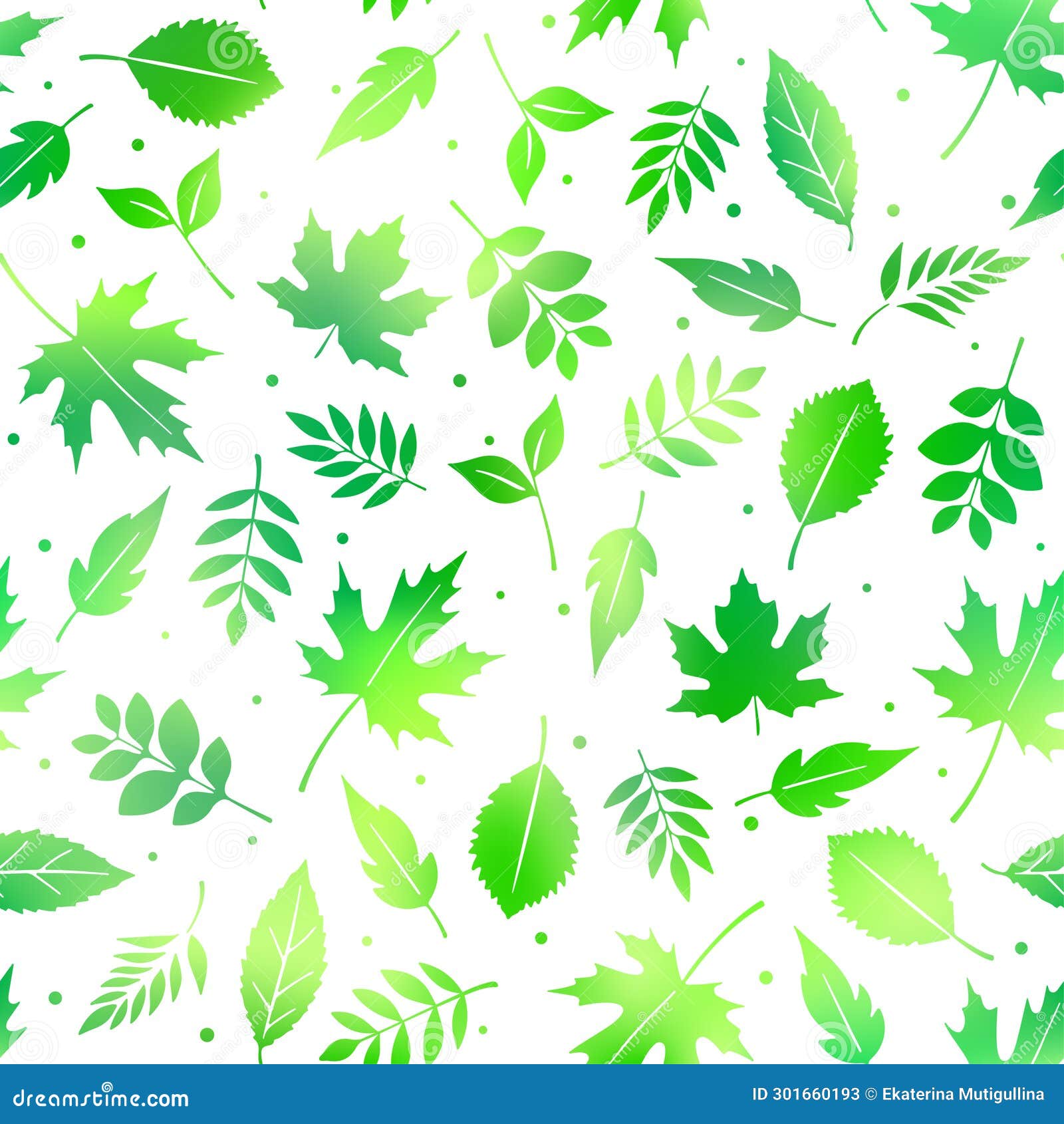 Cute Spring Leaves Seamless Pattern. Vector Spring Repeat Texture with ...
