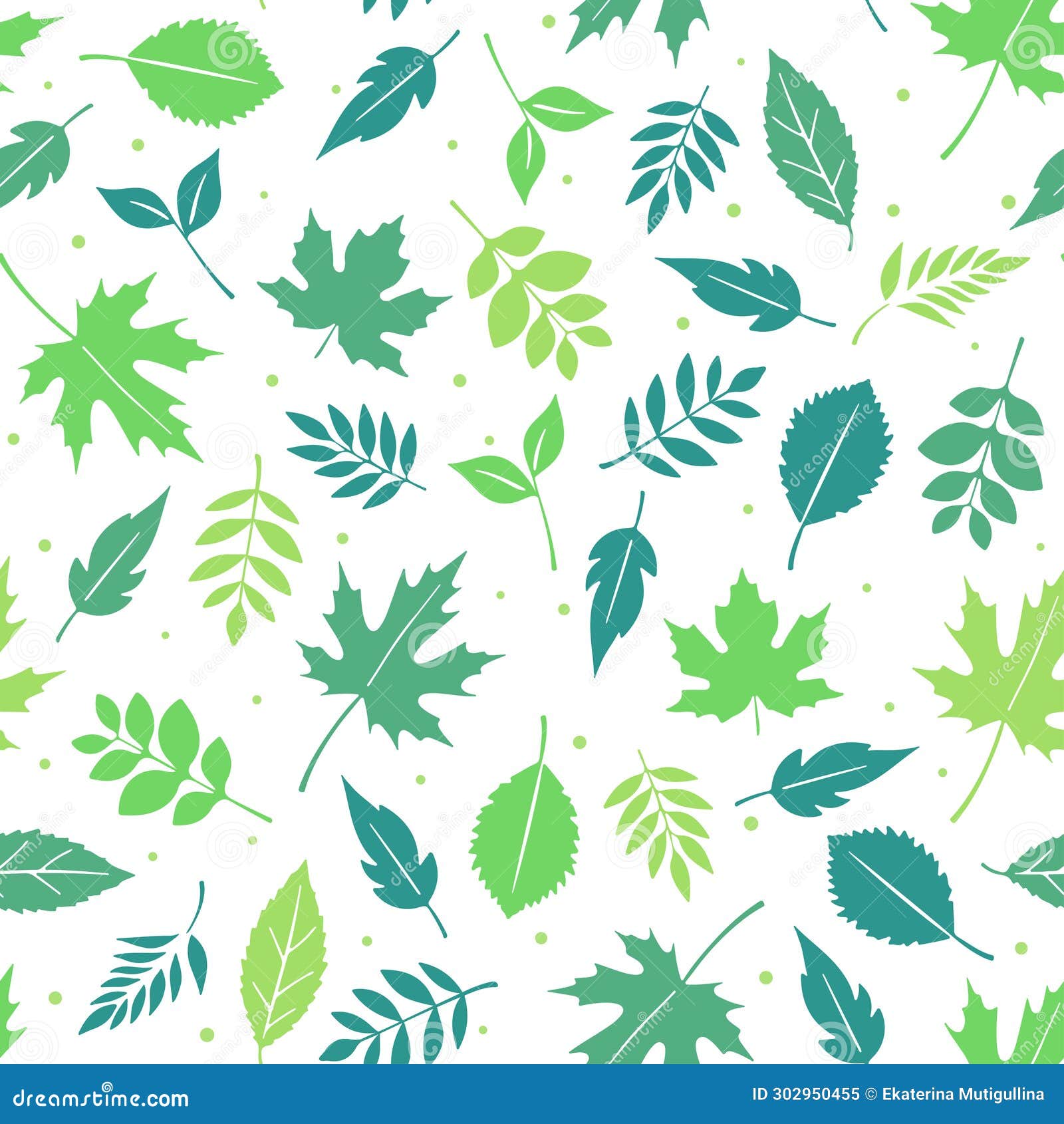 Cute Spring Leaves Seamless Pattern. Vector Spring Repeat Texture with ...