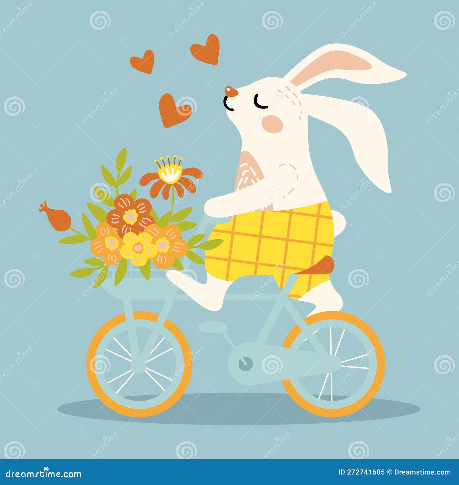 Cute Spring Rabbit Rides a Bicycle Easter Stock Vector - Illustration ...