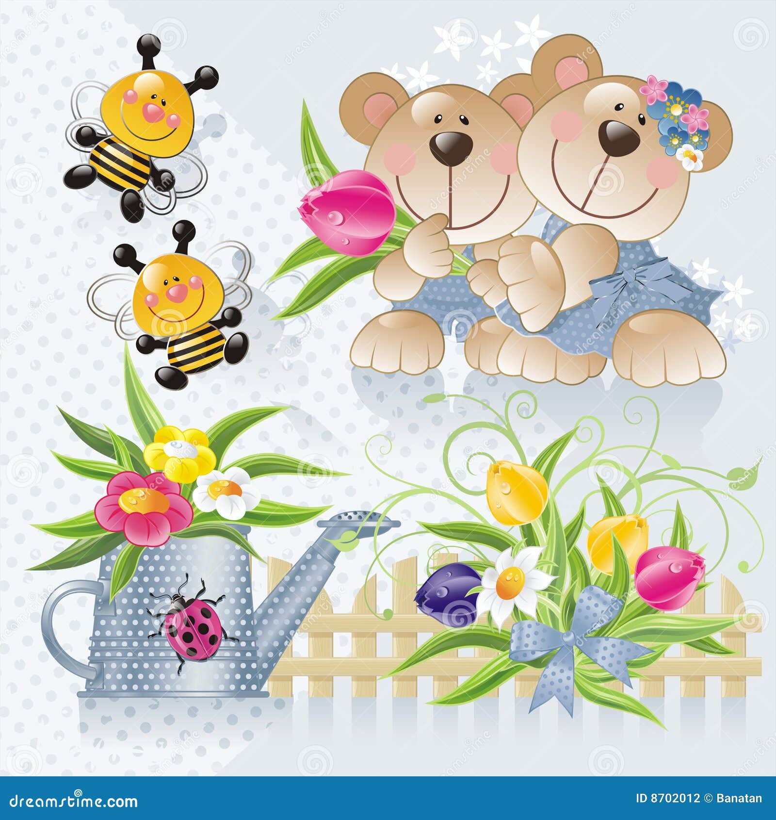 Cute spring set 2 stock vector. Illustration of floral - 8702012