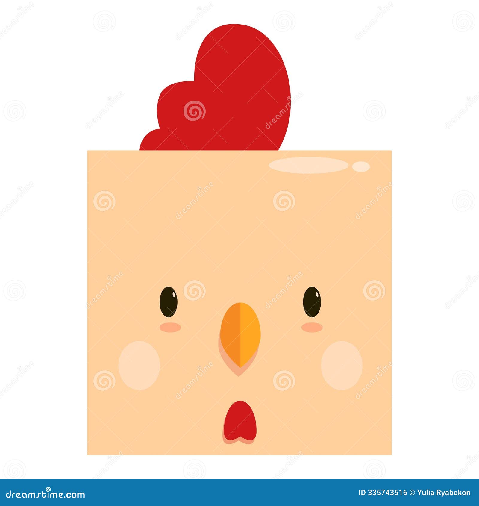 Cute Square Chicken Surprised Face Expression Stock Illustration ...