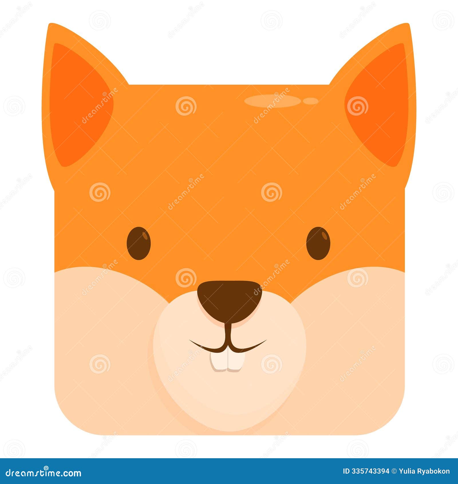 Cute Square Fox Smiling Showing Teeth Stock Illustration - Illustration ...