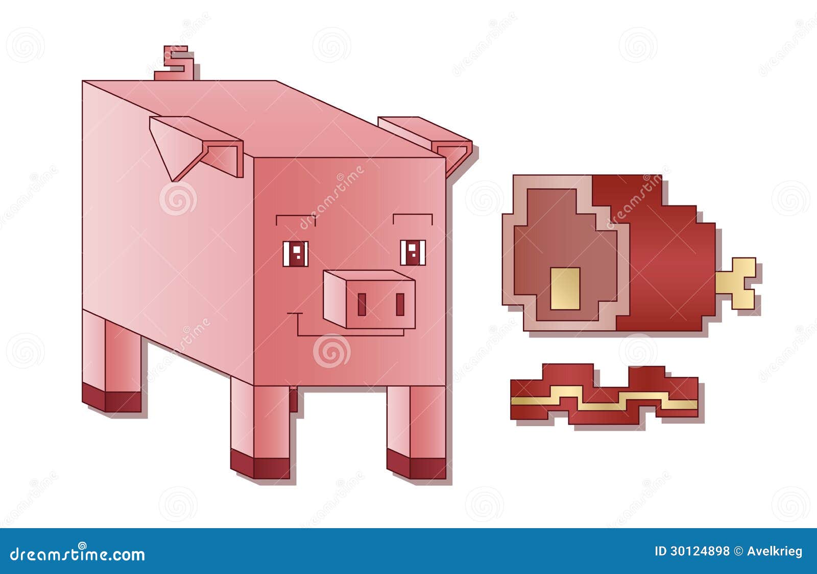Cubic Pig stock vector. Illustration of farm, happy, pink - 30124898