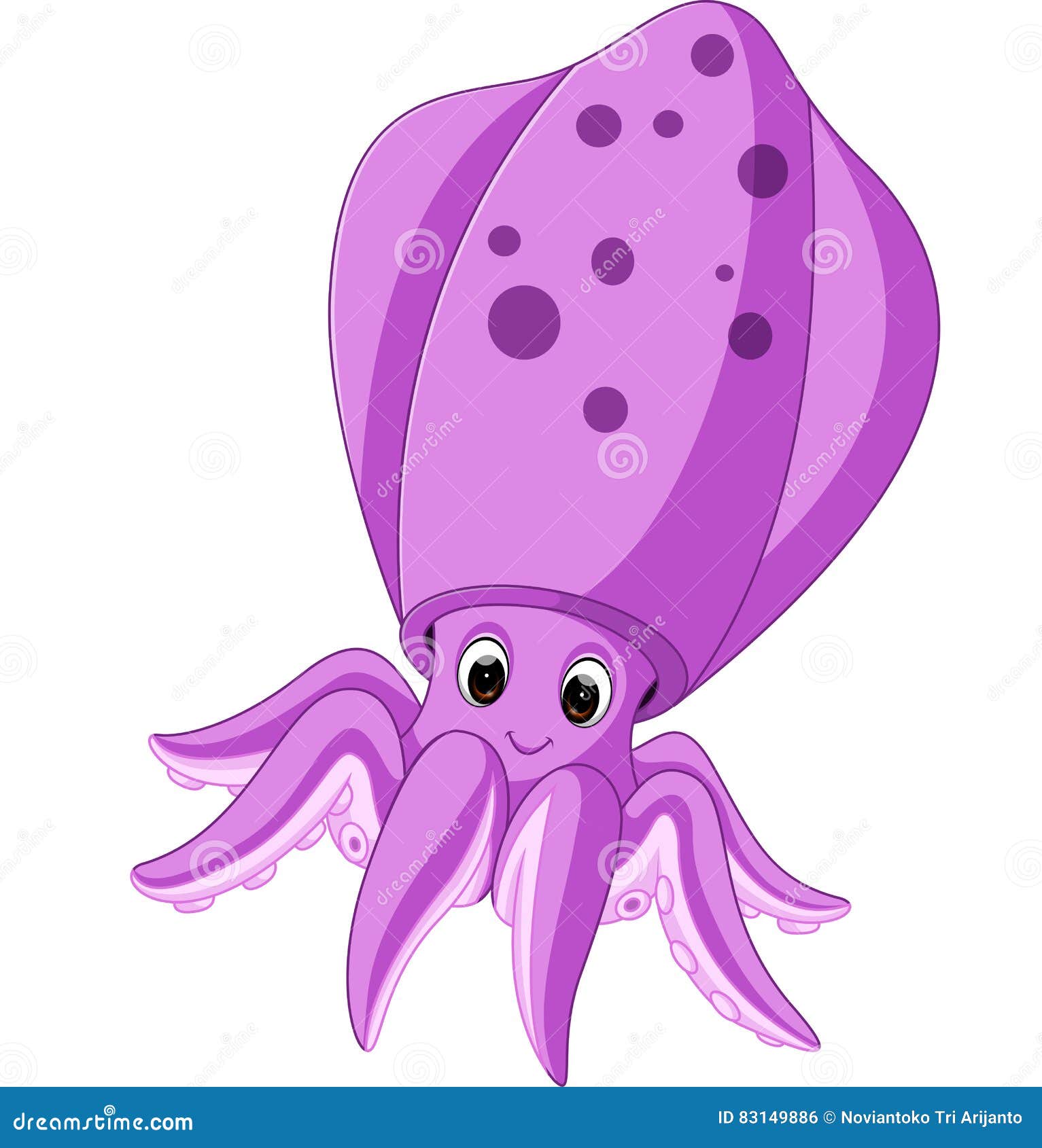 Cute squid cartoon stock vector. Illustration of purple - 83149886