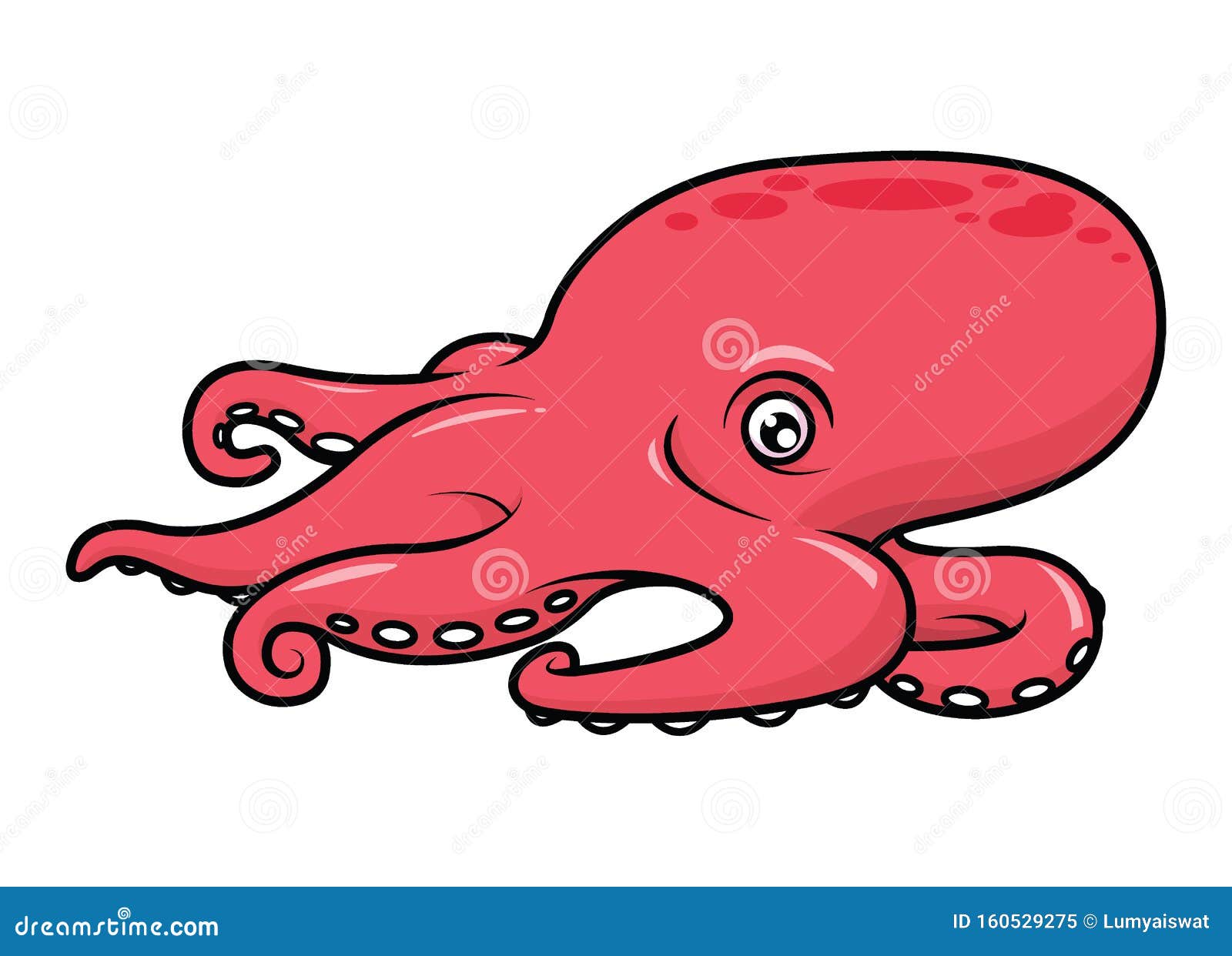 A Squid In Cartoon Style. Cute Squid Isolated On White Background ... A Squid In Cartoon Style. Cute Squid Isolated On White Background ...