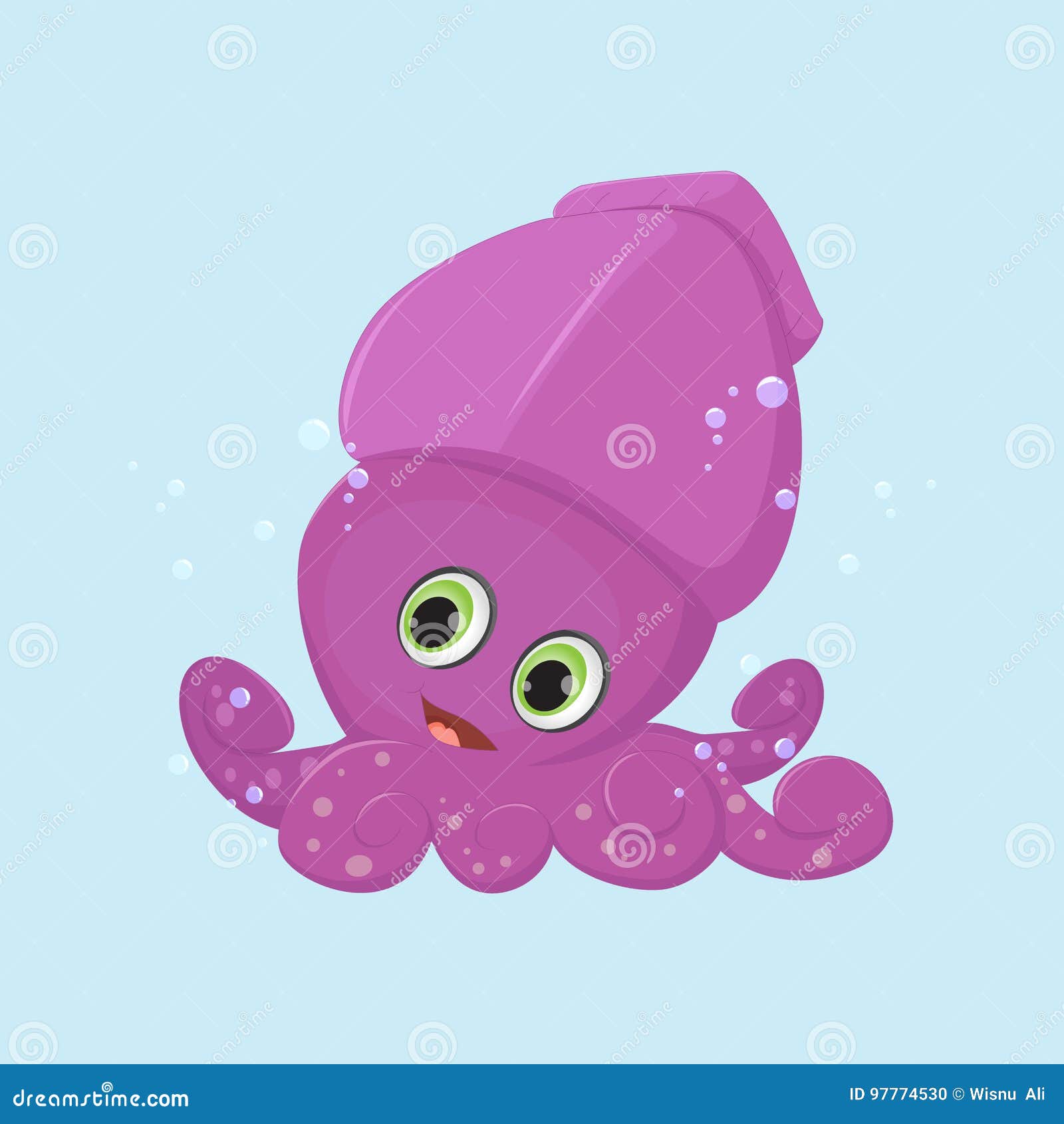Cute squid cartoon stock vector. Illustration of cartoon - 97774530