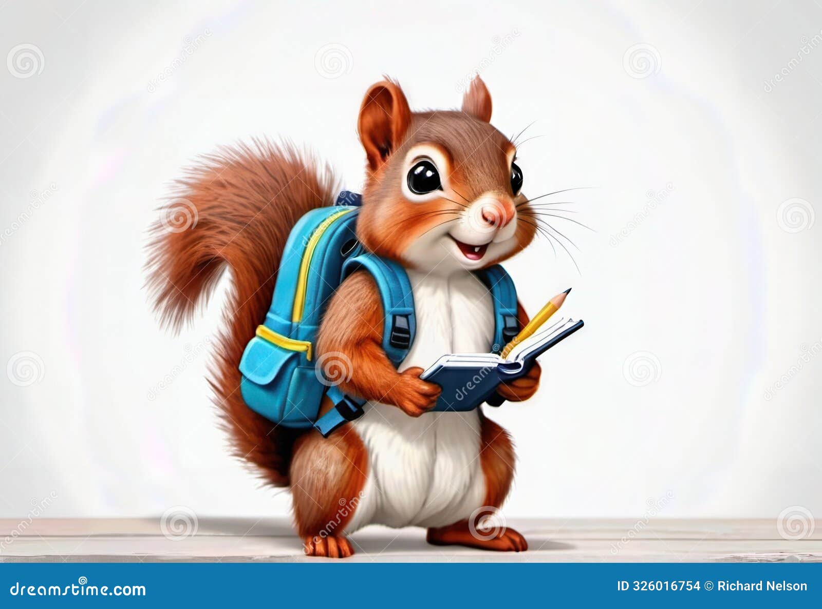Backpack Squirrel with Book and Pencil Stock Illustration ...