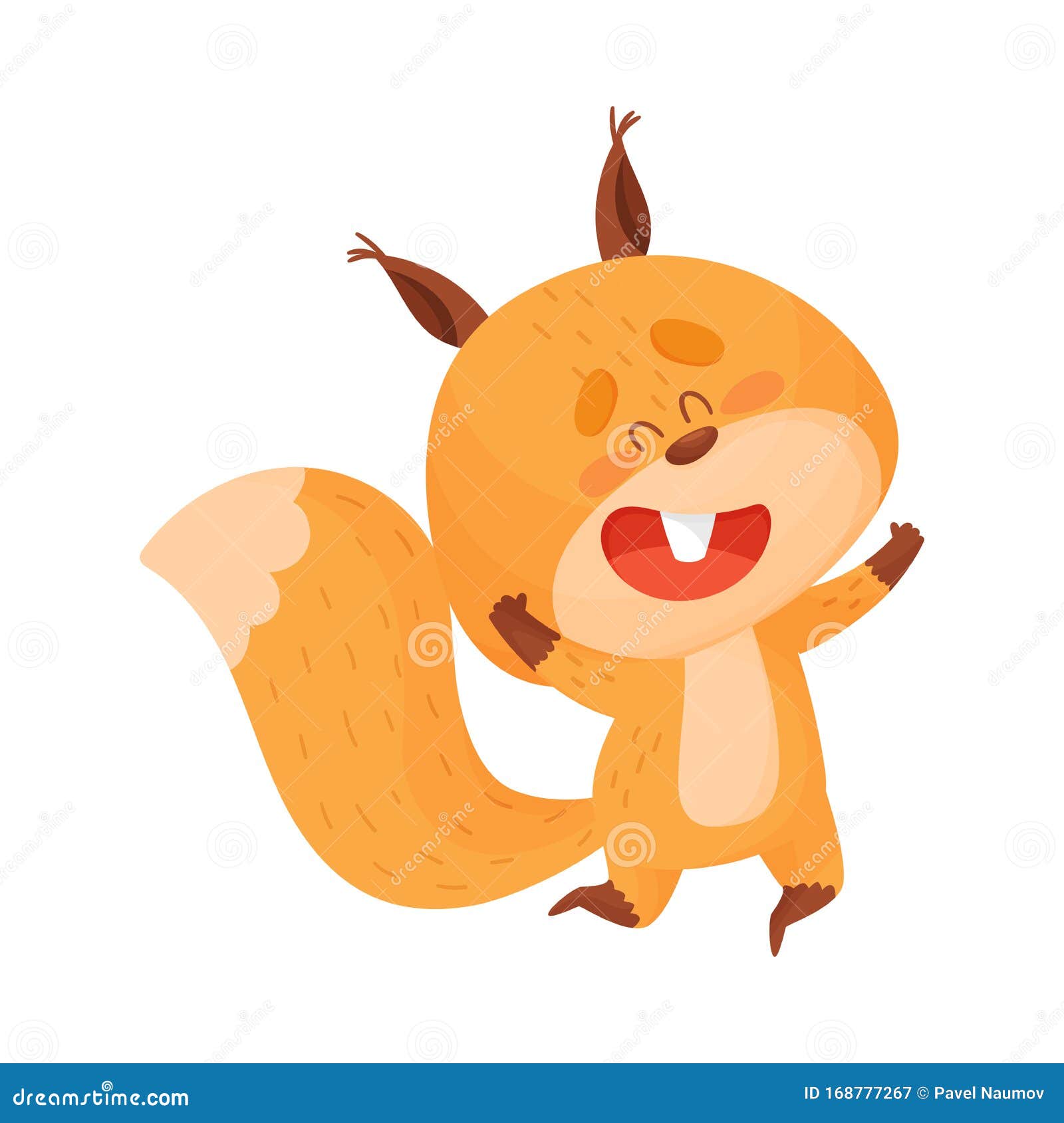 Cute Squirrel Character Jumping with Joy Vector Illustration Vector ...