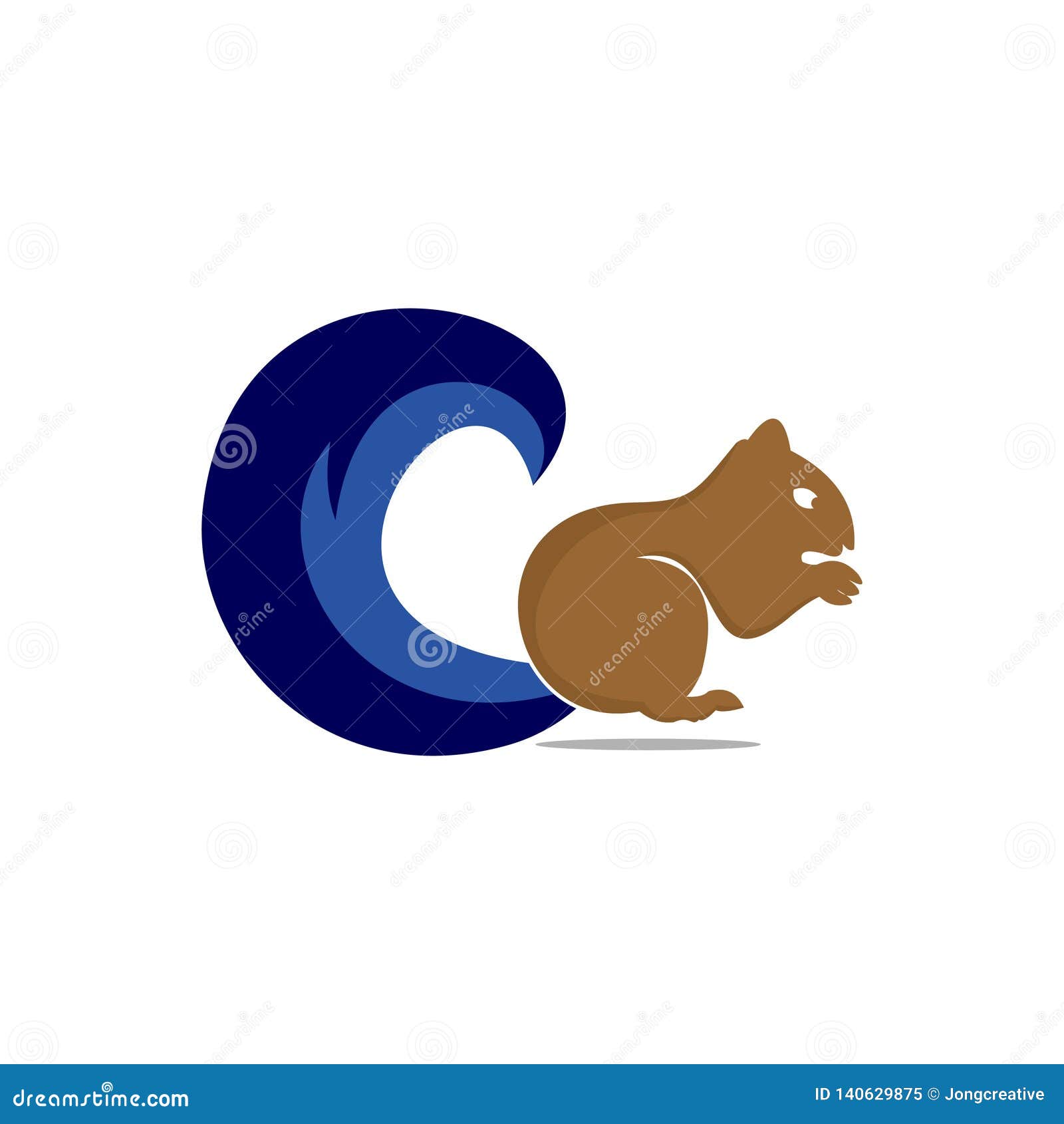 Cute Squirrel Chipmunk C Wave Tail Simple Character Stock Vector ...