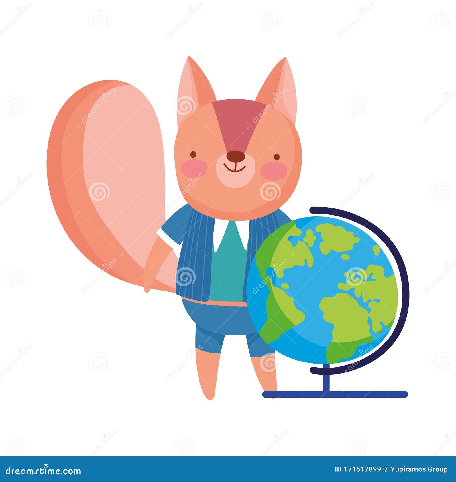 Cute Squirrel with Globe Map Class Stock Vector - Illustration of ...