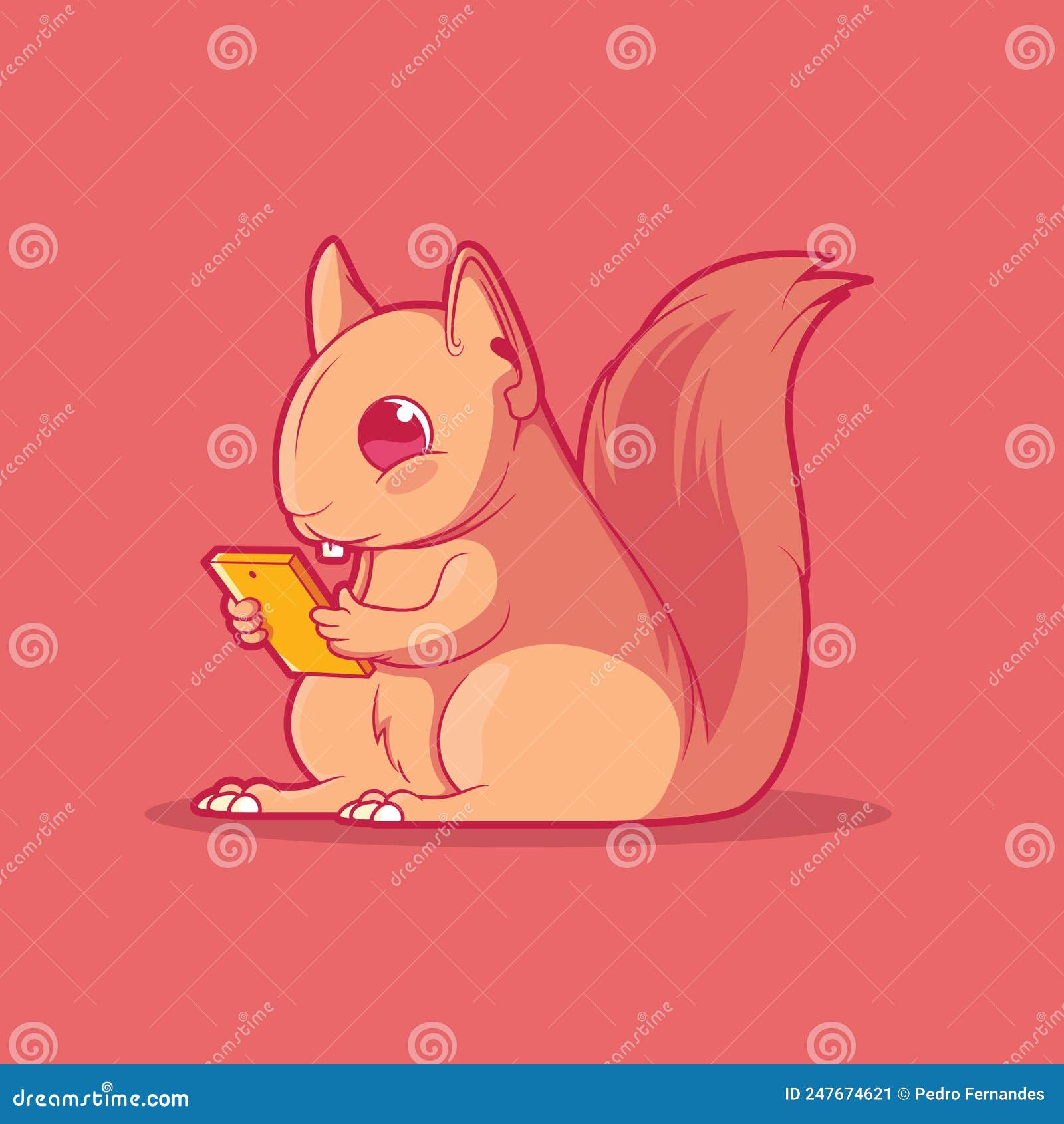 Cute Squirrel Holding a Tablet Vector Illustration. Stock Vector ...