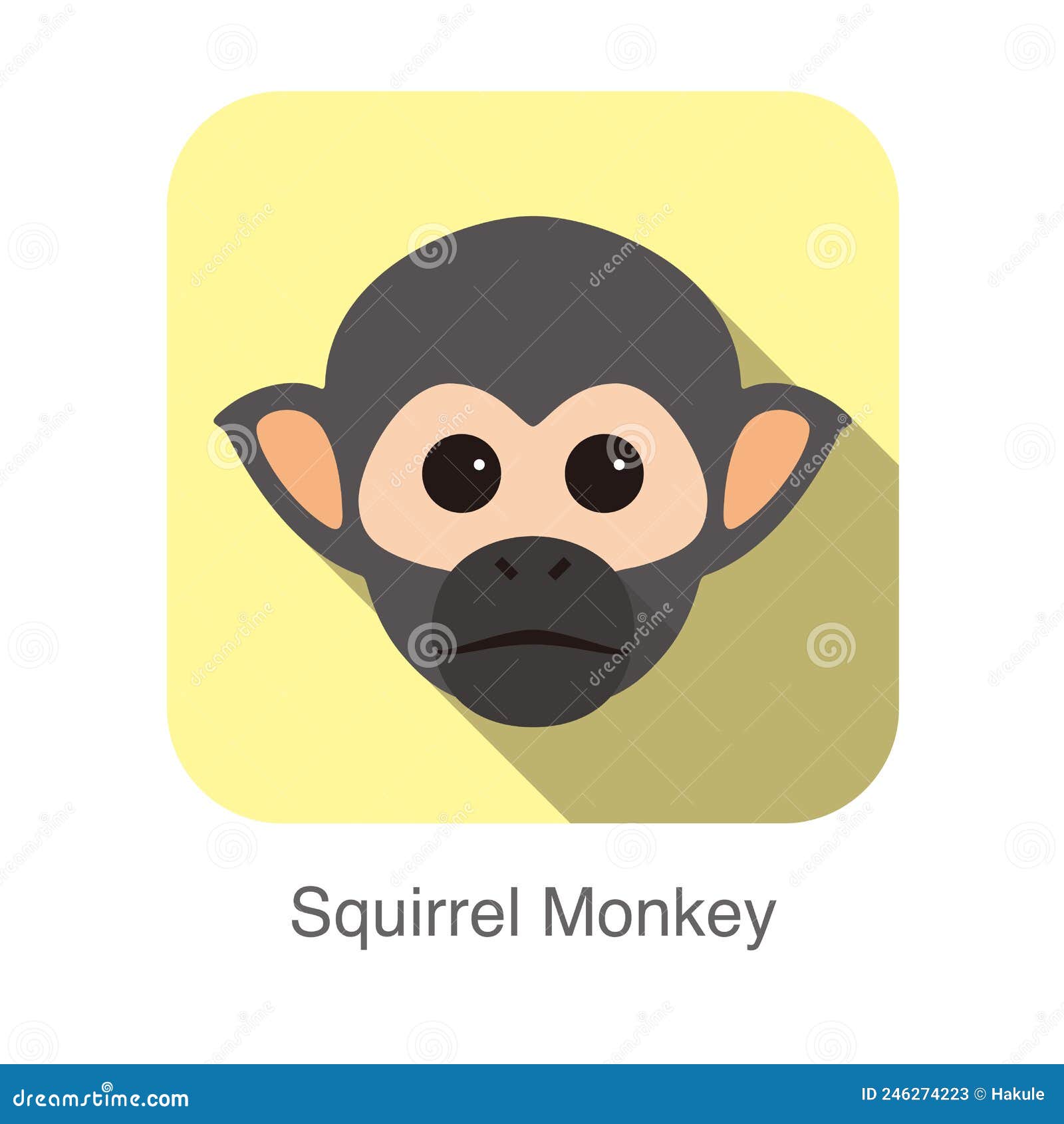 Cute Squirrel Monkey Face Flat Icon Design, Vector Illustration Stock ...