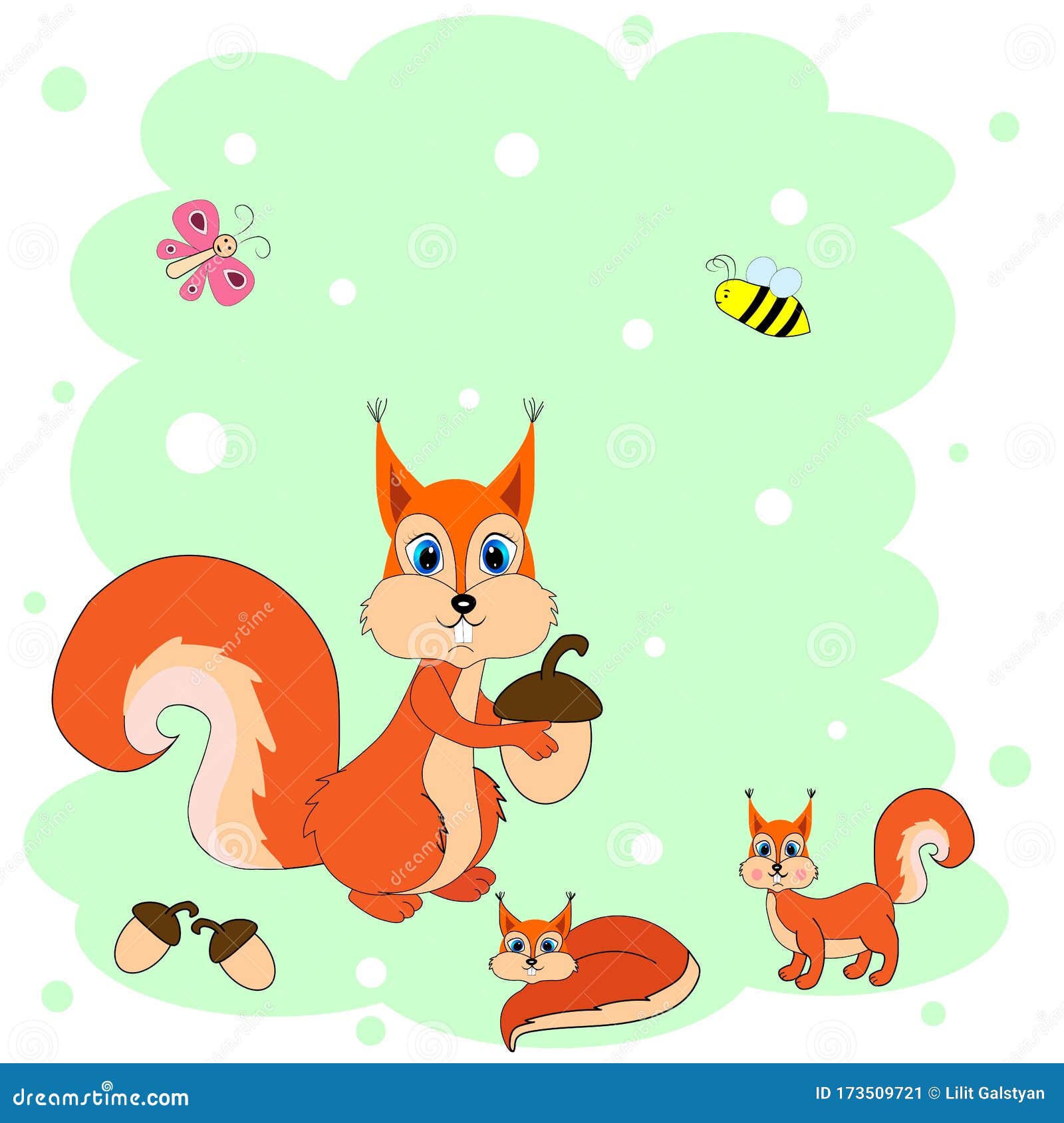 Cute Squirrel Illustration Vector Nursery Stock Vector - Illustration ...