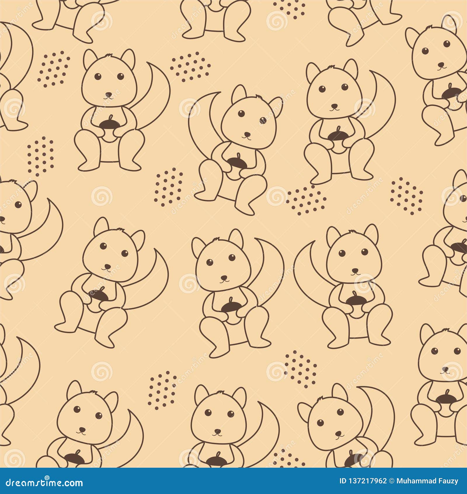 Cute Squirrel Seamless Pattern Vector Stock Vector - Illustration of ...