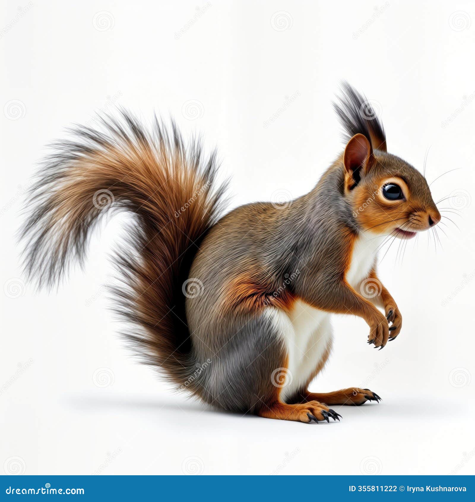 Red Squirrel Side View. Cartoon Outline Sketch Illustration Of Cute ...