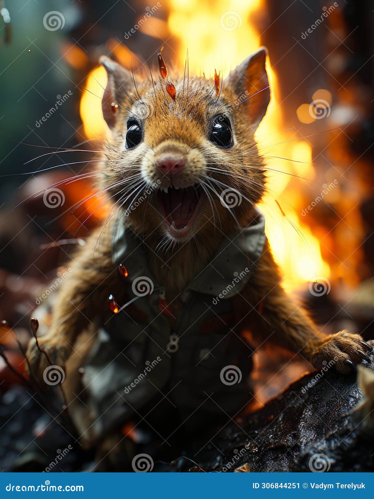 A Cute Squirrel. a Small Rodent Sitting in Front of a Fire Stock Image ...
