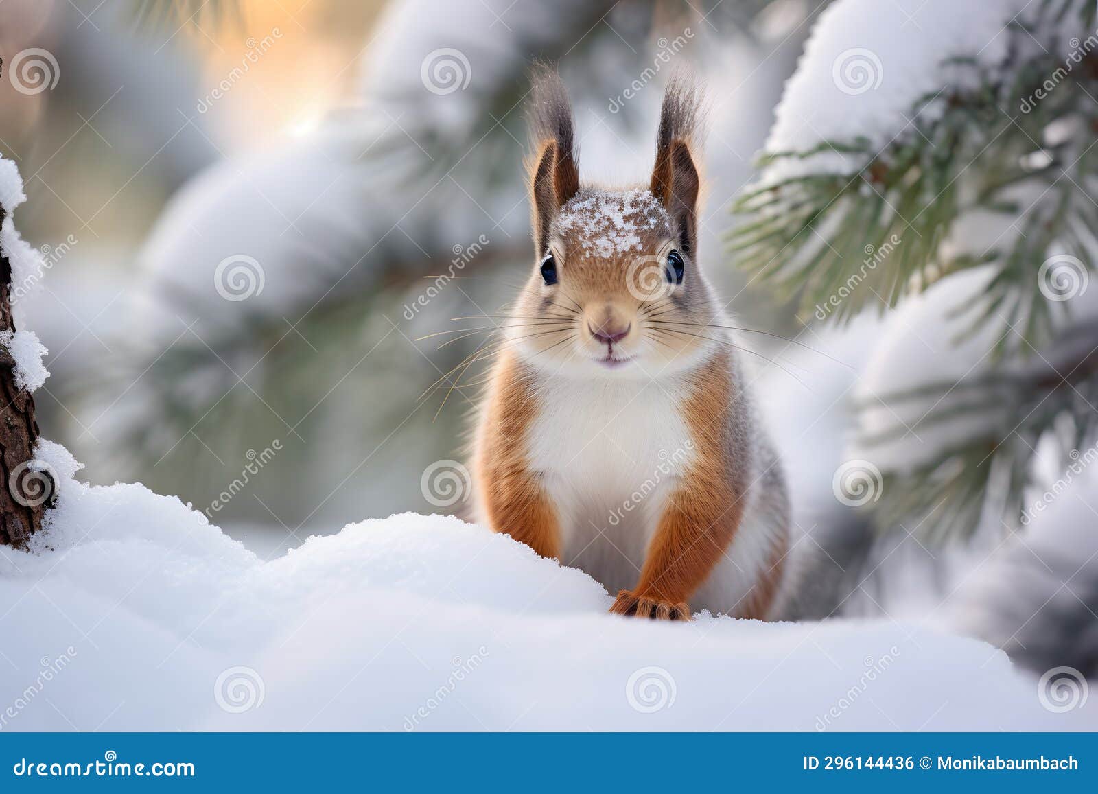 Cute Squirrel Sitting in Snow Stock Illustration - Illustration of cute, outdoor: 296144436