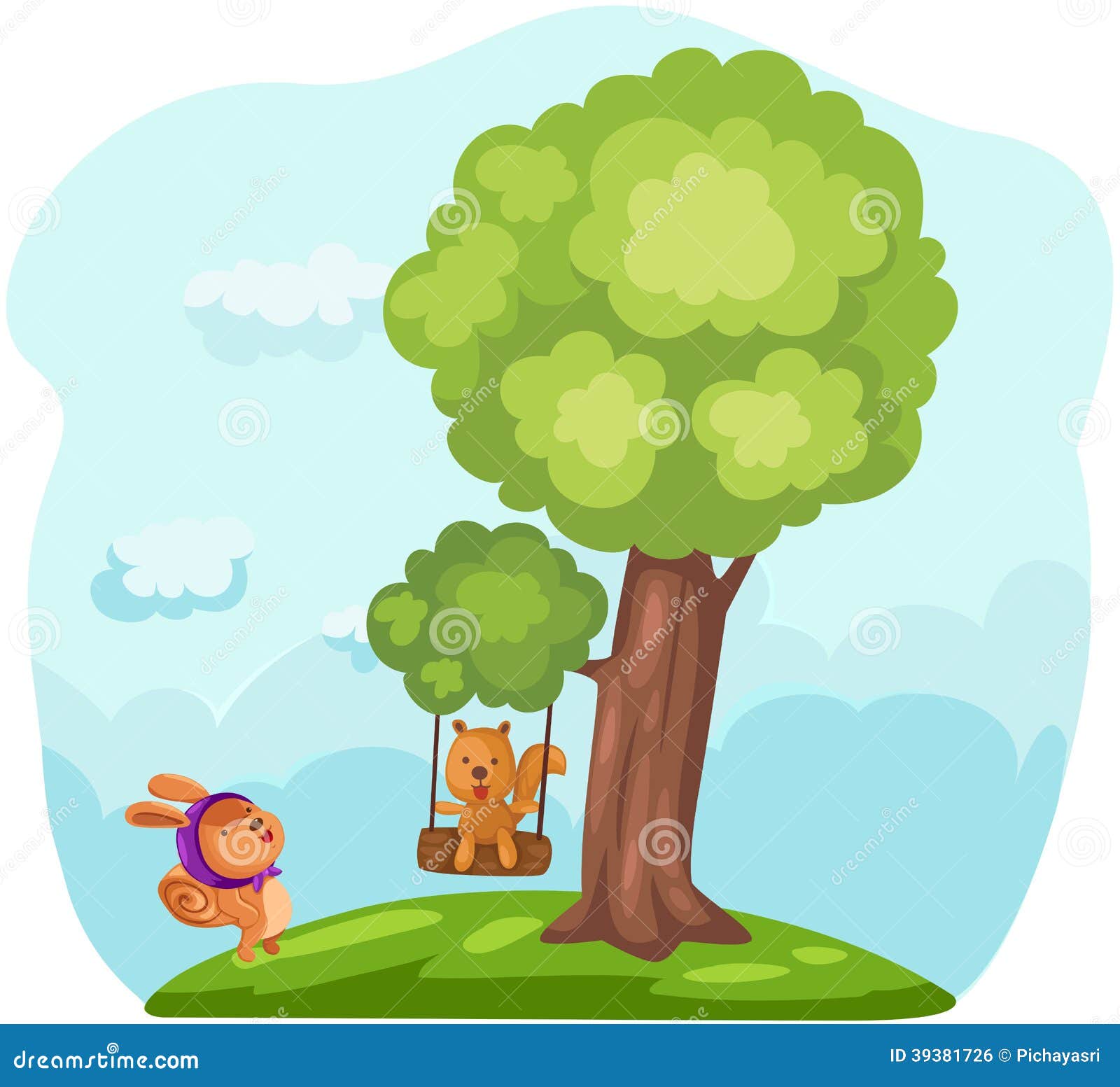 Tree Swing Vector Illustration | CartoonDealer.com #123159206