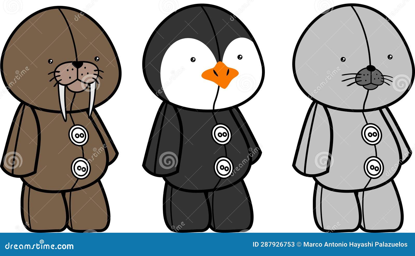 Cute Standing Chibi Animals Character Cartoon Pack Collection Stock ...