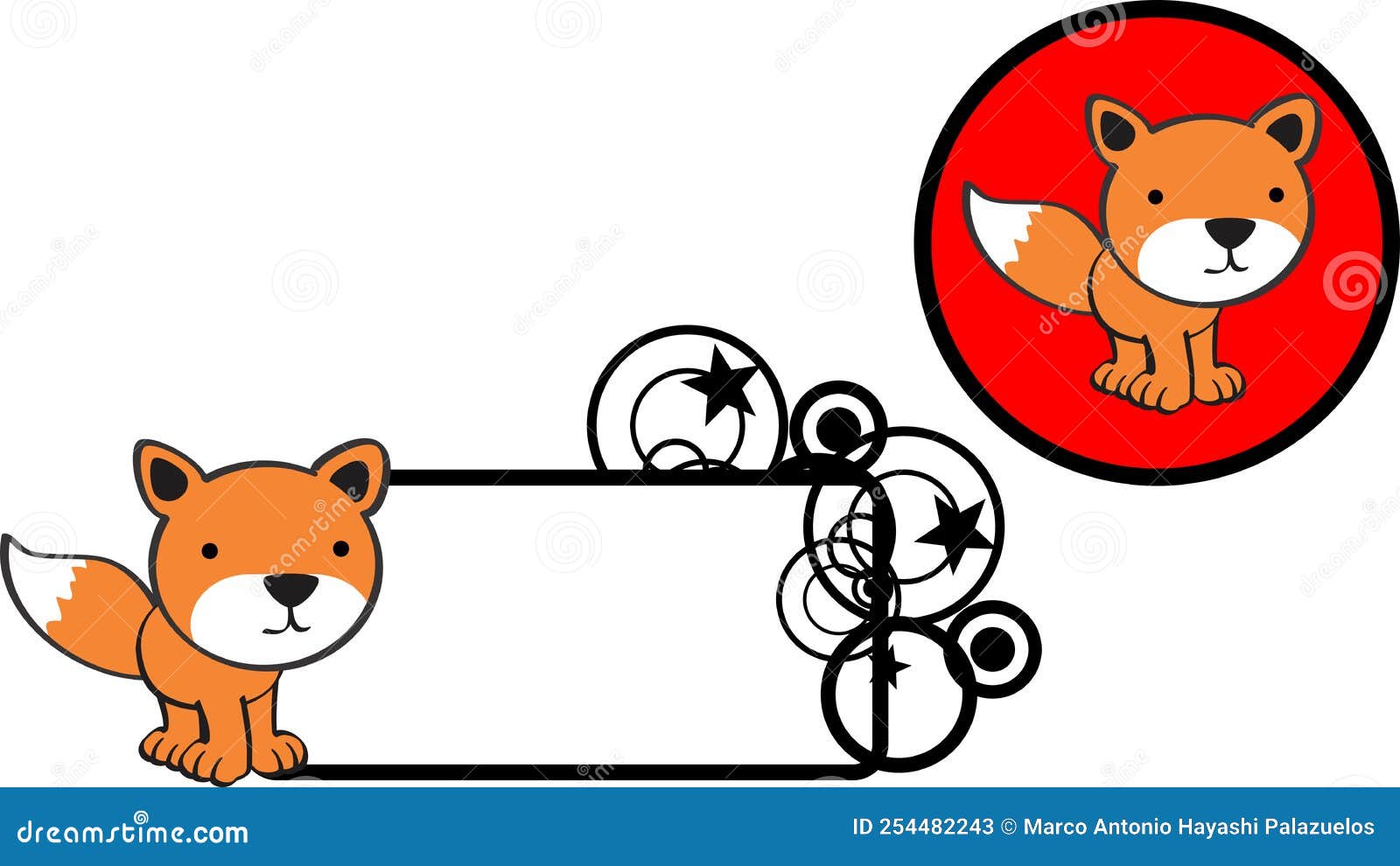 Cute Standing Fox Character Cartoon Sticker Stock Vector - Illustration ...