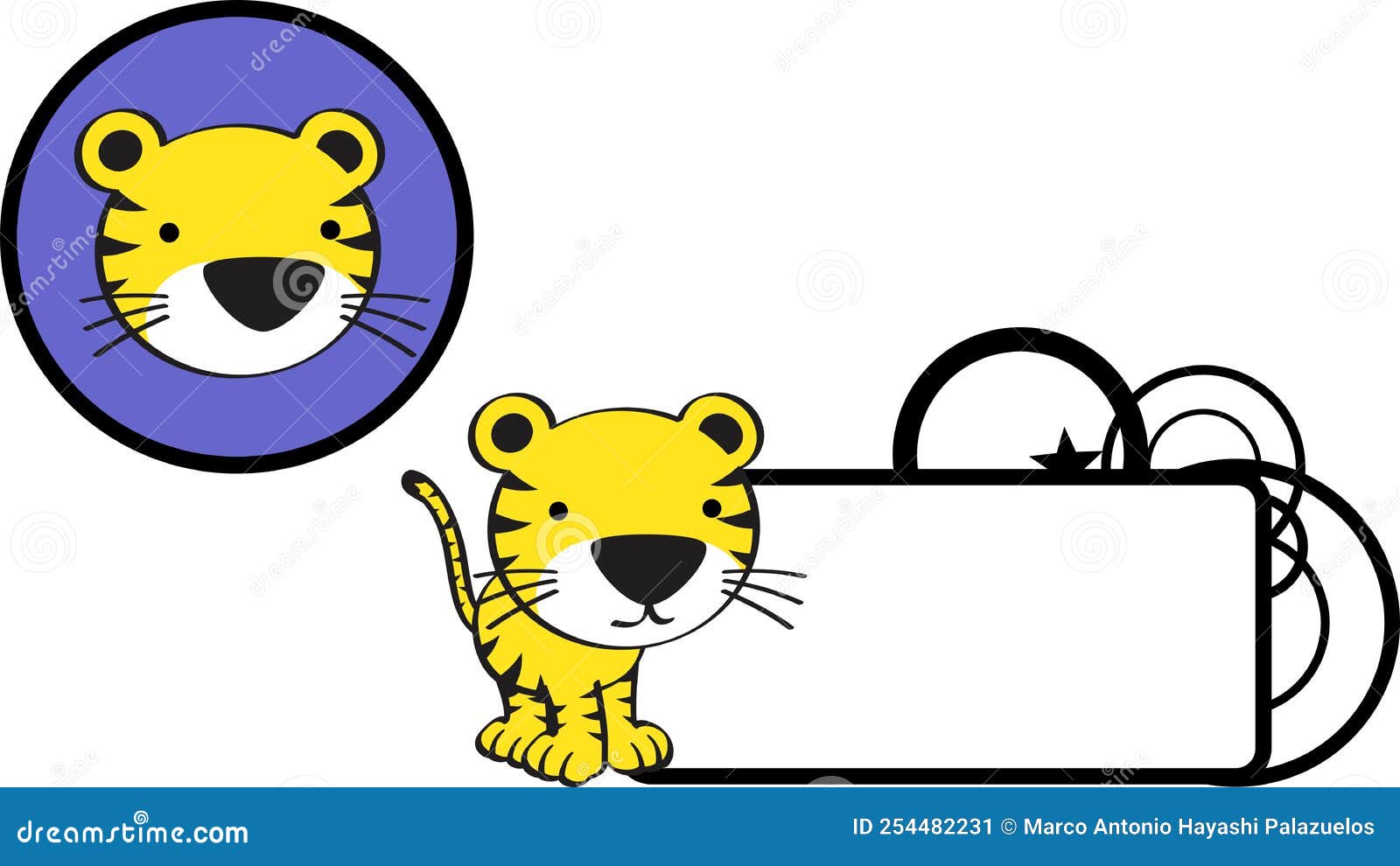 Cute Standing Tiger Character Cartoon Sticker Stock Vector ...