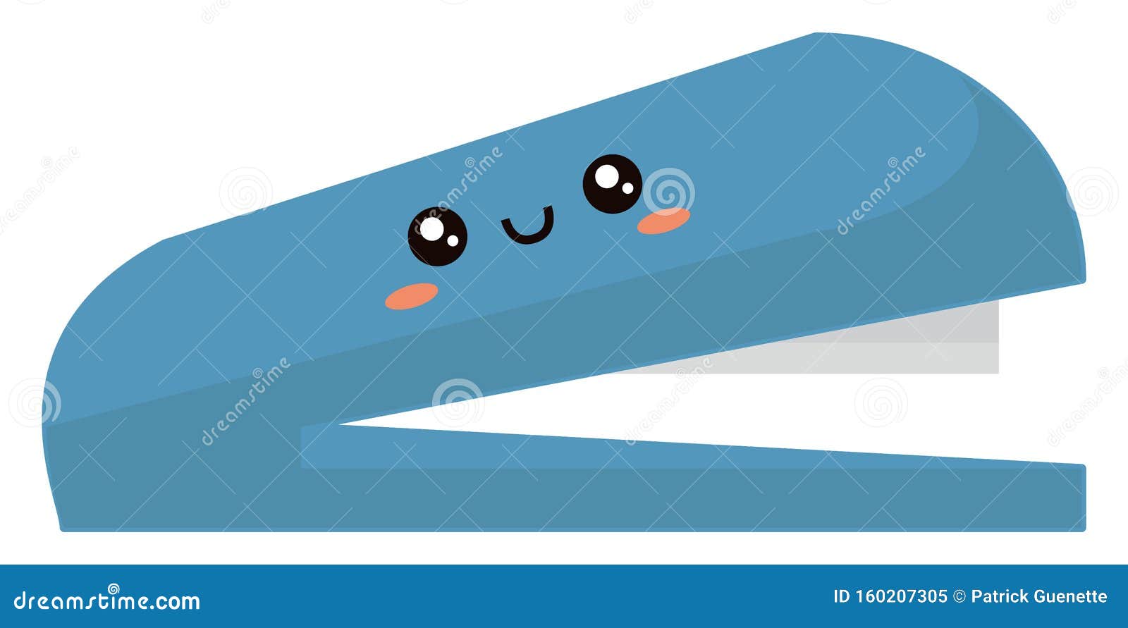 Set Cute Stapler Book And Pen Cartoon Comic Characters With Smiling ...